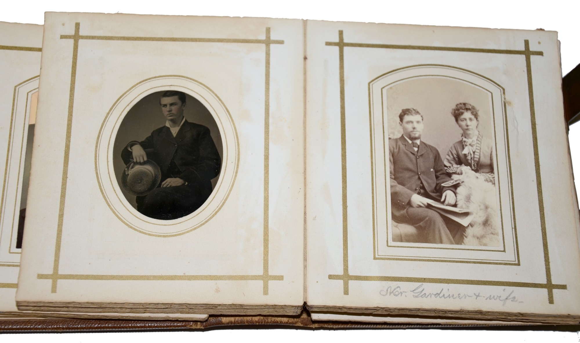 CDV ALBUM WITH CIVILIAN IMAGES — Horse Soldier