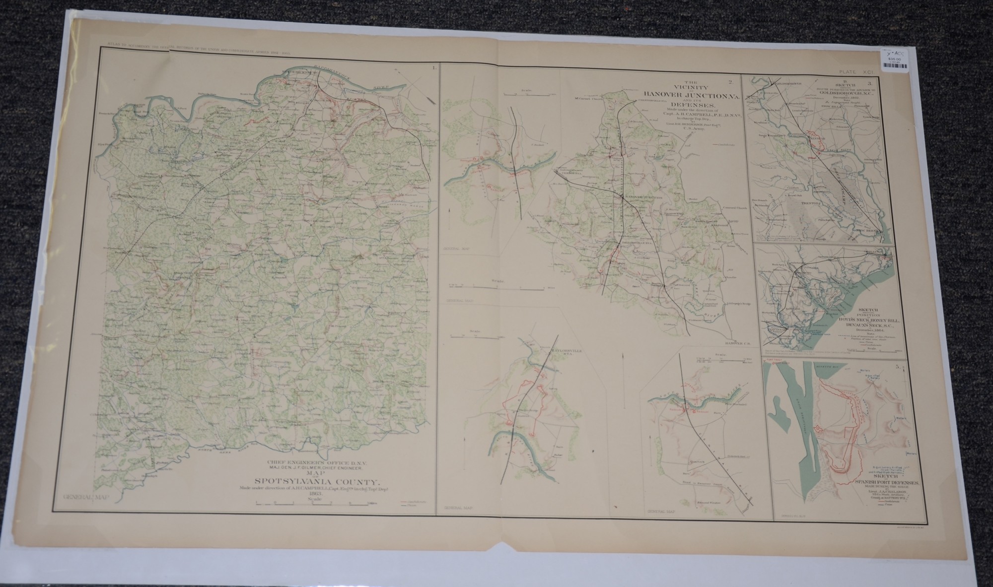 MAPS OF SPOTSYLVANIA AND HANOVER JUNCTION AND OTHER SKETCHES FROM ATLAS ...
