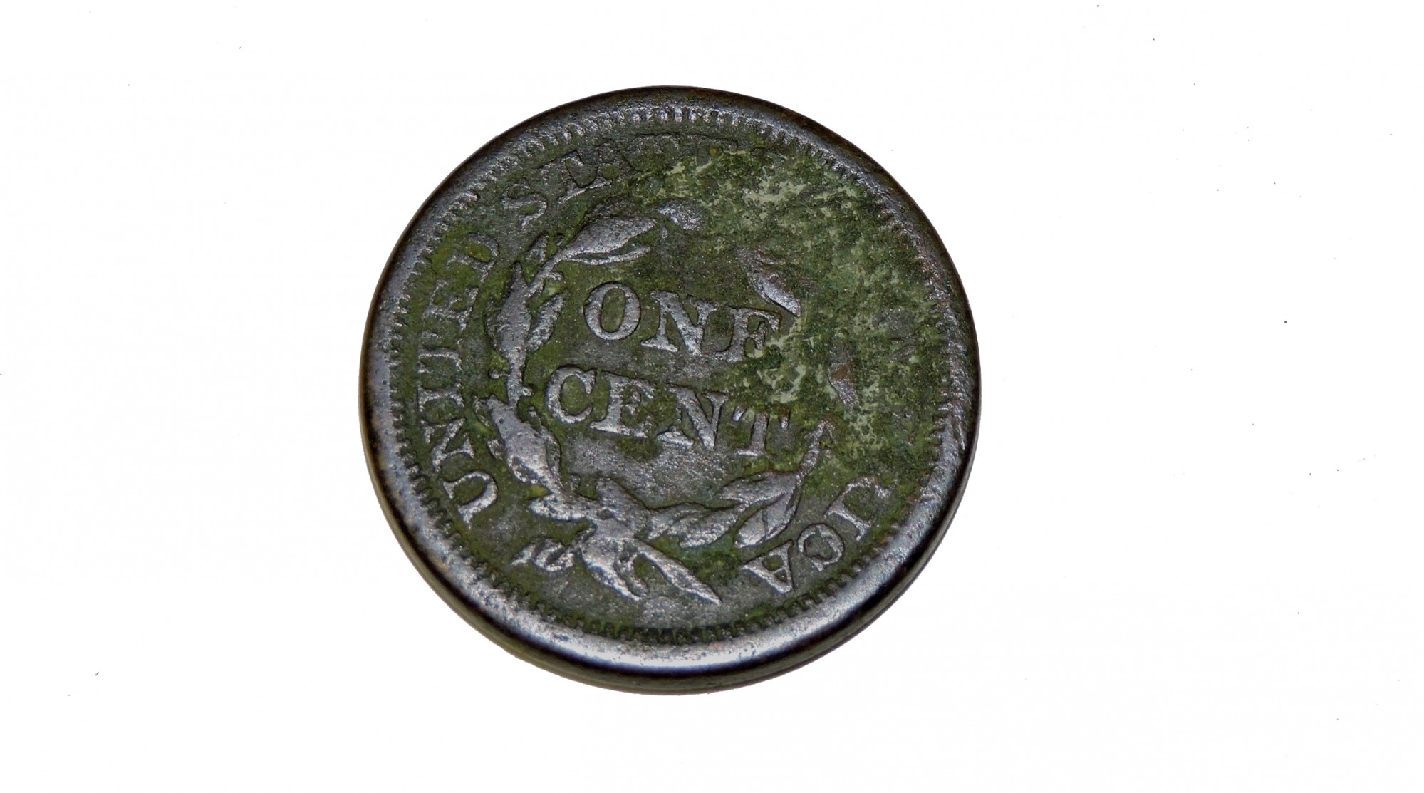 LADY LIBERTY ONE CENT COIN DATED 1844 FOUND EAST OF THE STONE WALL IN ...