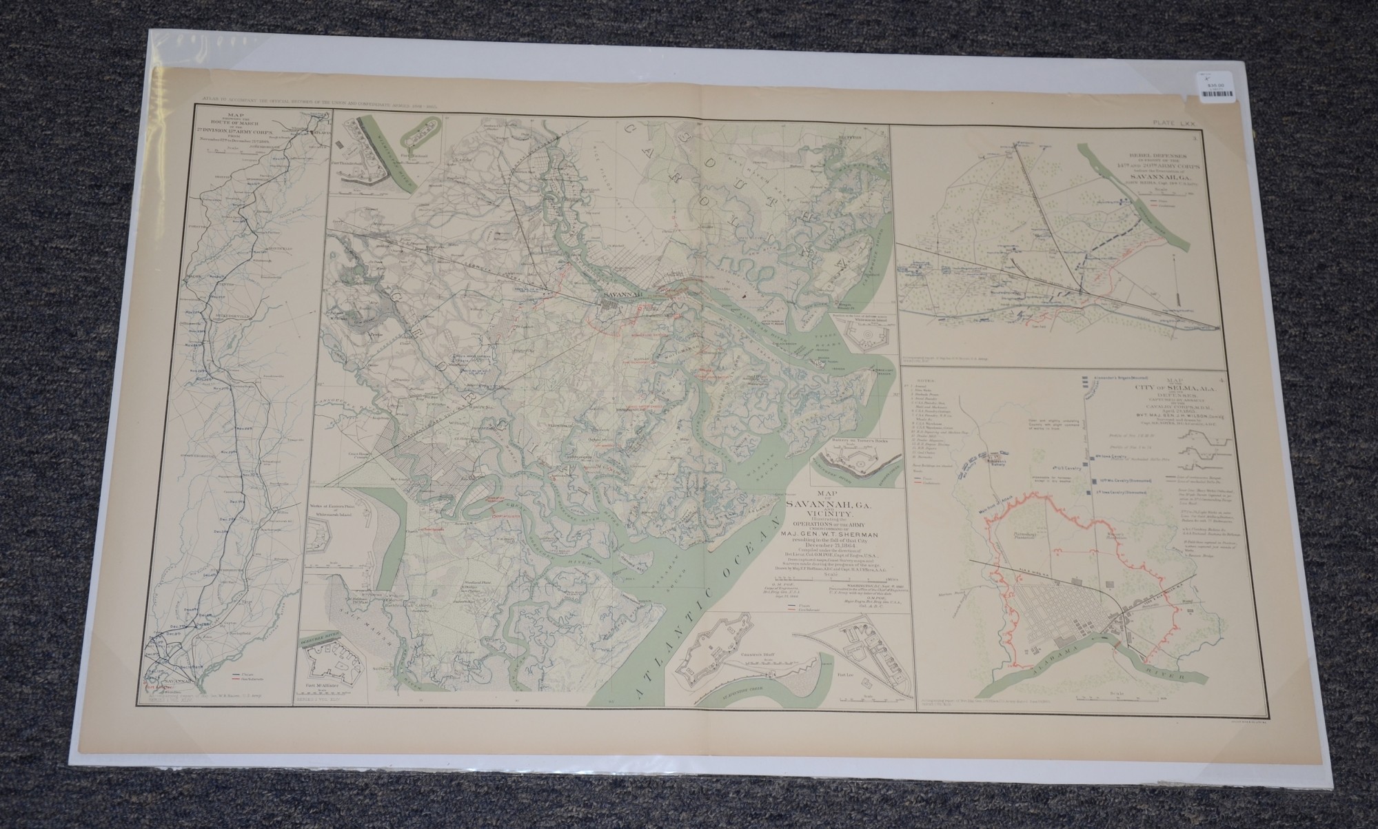 MAPS OF SAVANNAH, GA, SELMA, AL, FROM ATLAS OF OFFICIAL RECORDS — Horse ...