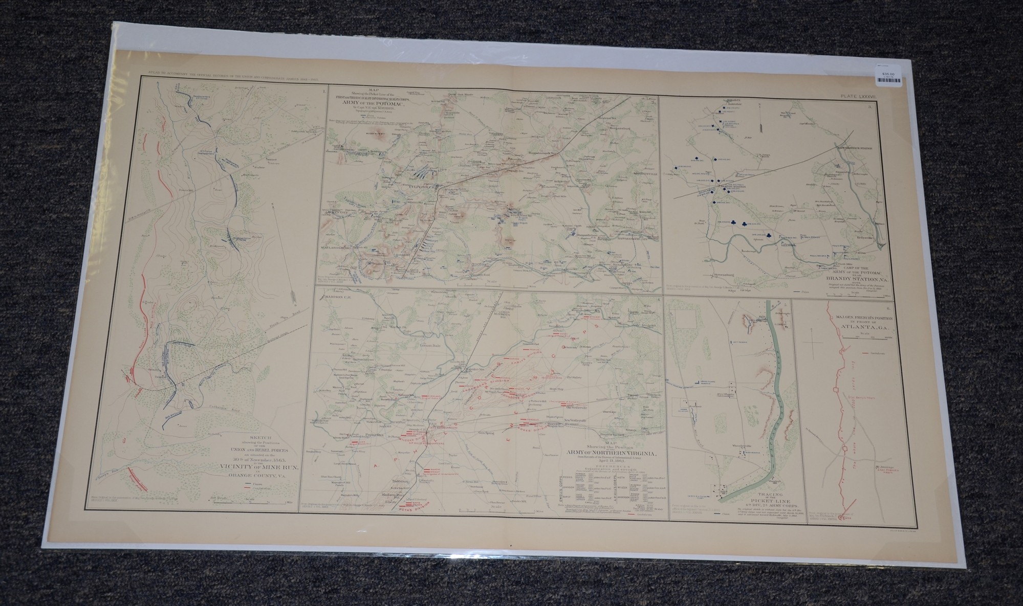 MAPS OF ORANGE COUNTY, VA (MINE RUN, AOP CAVALRY PICKET LINES, BRANDY ...
