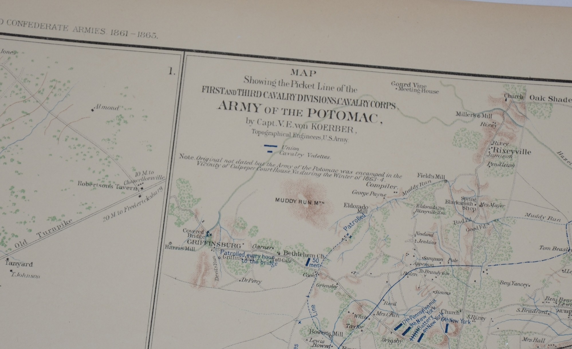 MAPS OF ORANGE COUNTY, VA (MINE RUN, AOP CAVALRY PICKET LINES, BRANDY ...