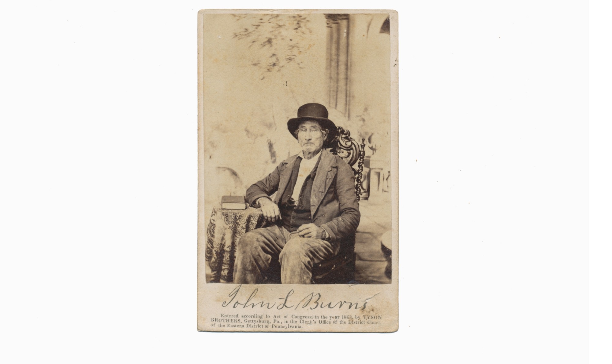SEATED VIEW CDV OF JOHN BURNS BY TYSON BROTHERS — Horse Soldier