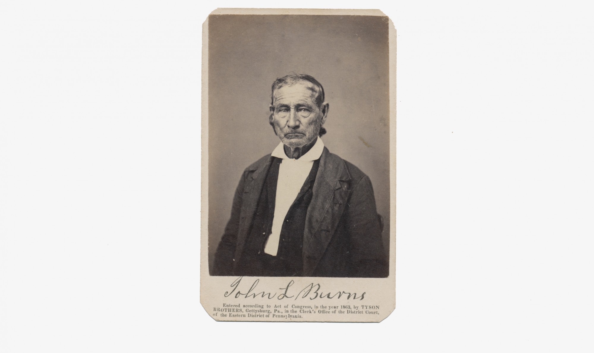 BUST VIEW CDV OF JOHN BURNS BY TYSON BROTHERS — Horse Soldier