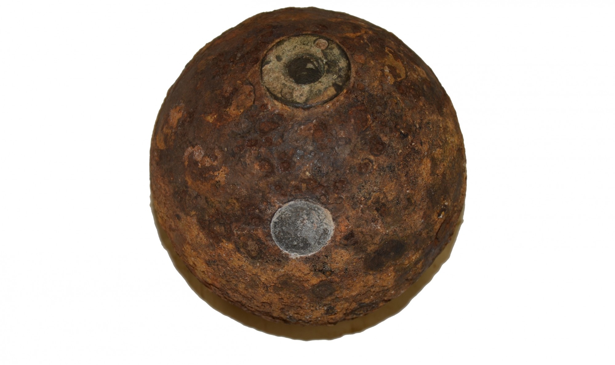 CS 4.52” 12 POUND SPHERICAL CASE SHOT LEAD SIDE LOADING SHELL FOUND AT ...