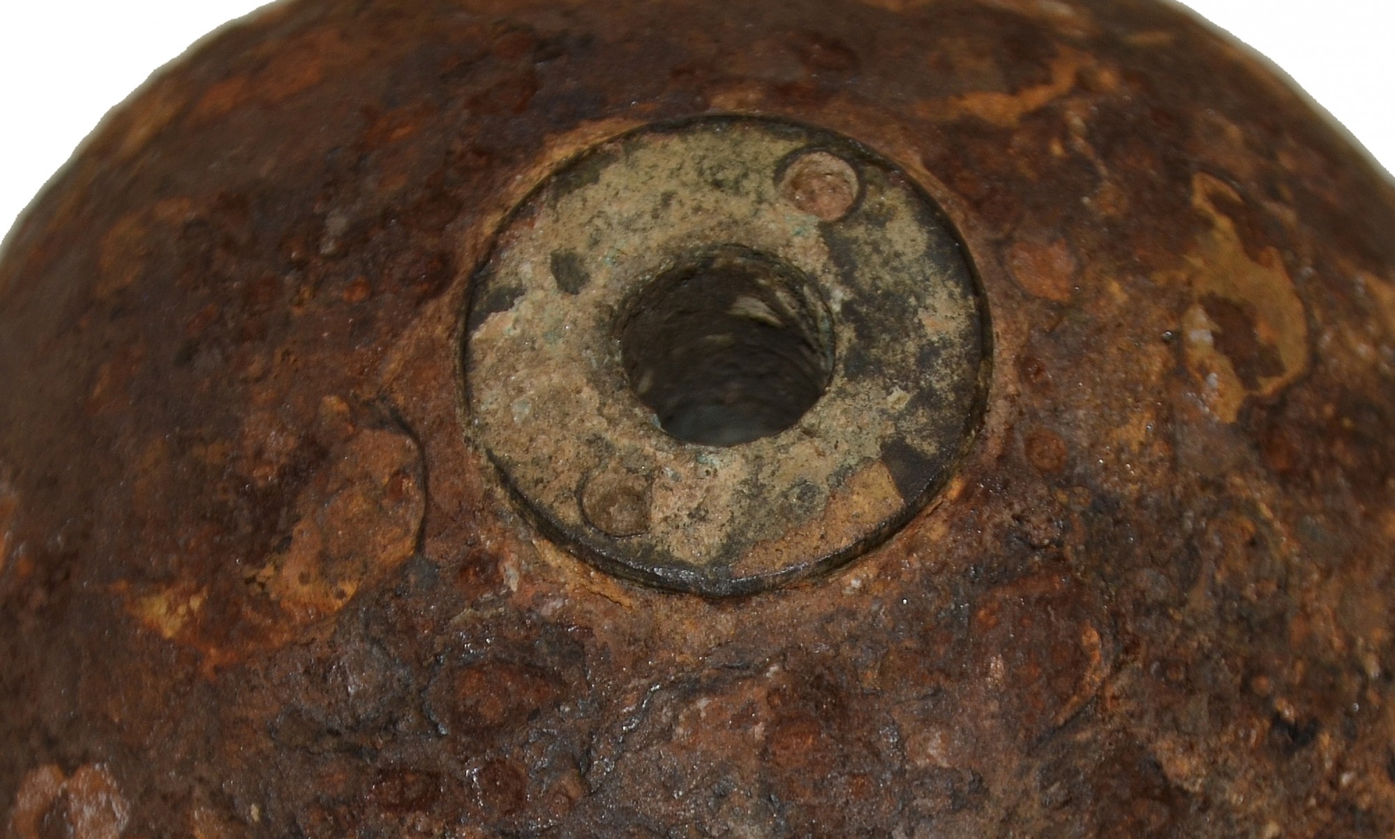 CS 4.52” 12 POUND SPHERICAL CASE SHOT LEAD SIDE LOADING SHELL FOUND AT ...