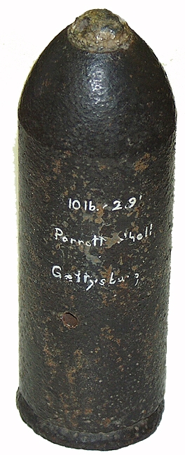 10 POUND PARROTT SHELL RECOVERED AT GETTYSBURG — Horse Soldier