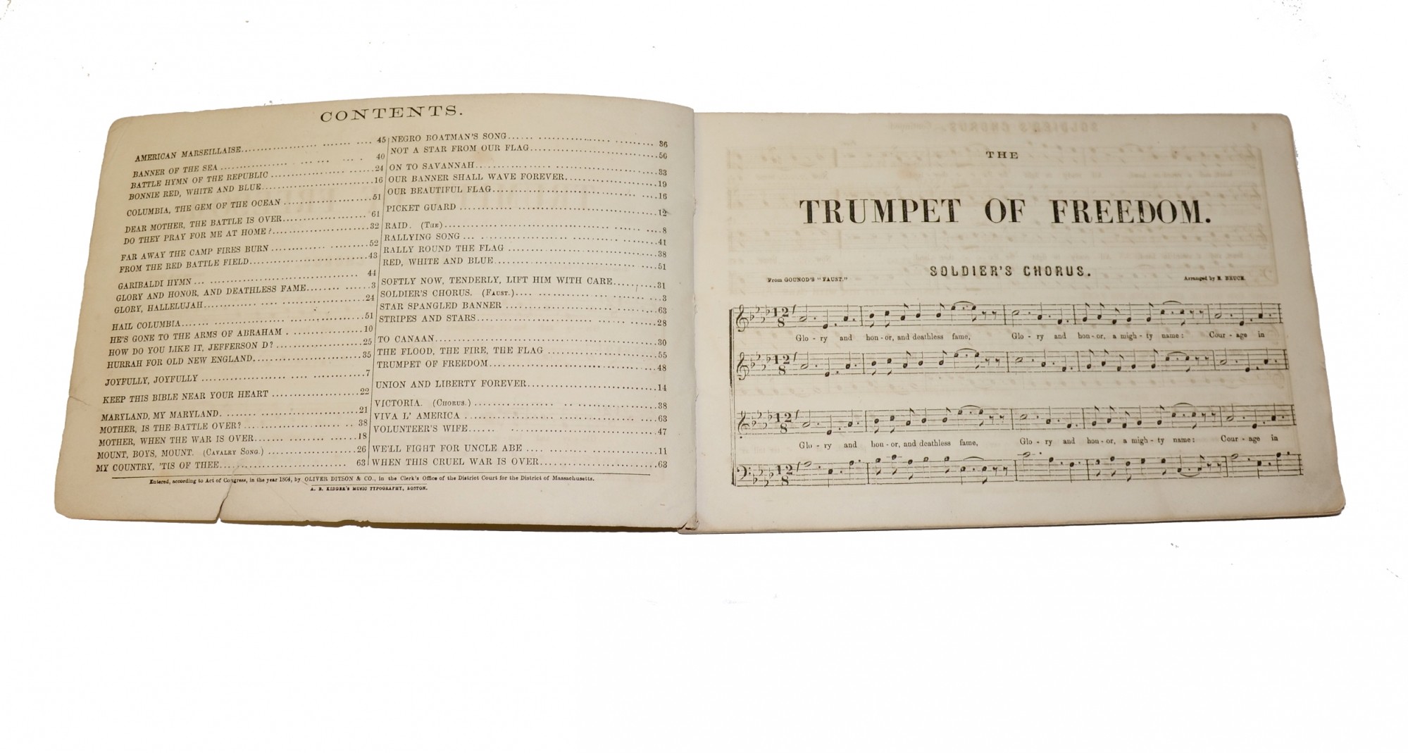 1864 DATED MUSIC BOOK TITLED “TRUMPET OF FREEDOM” PUBLISHED IN BOSTON ...