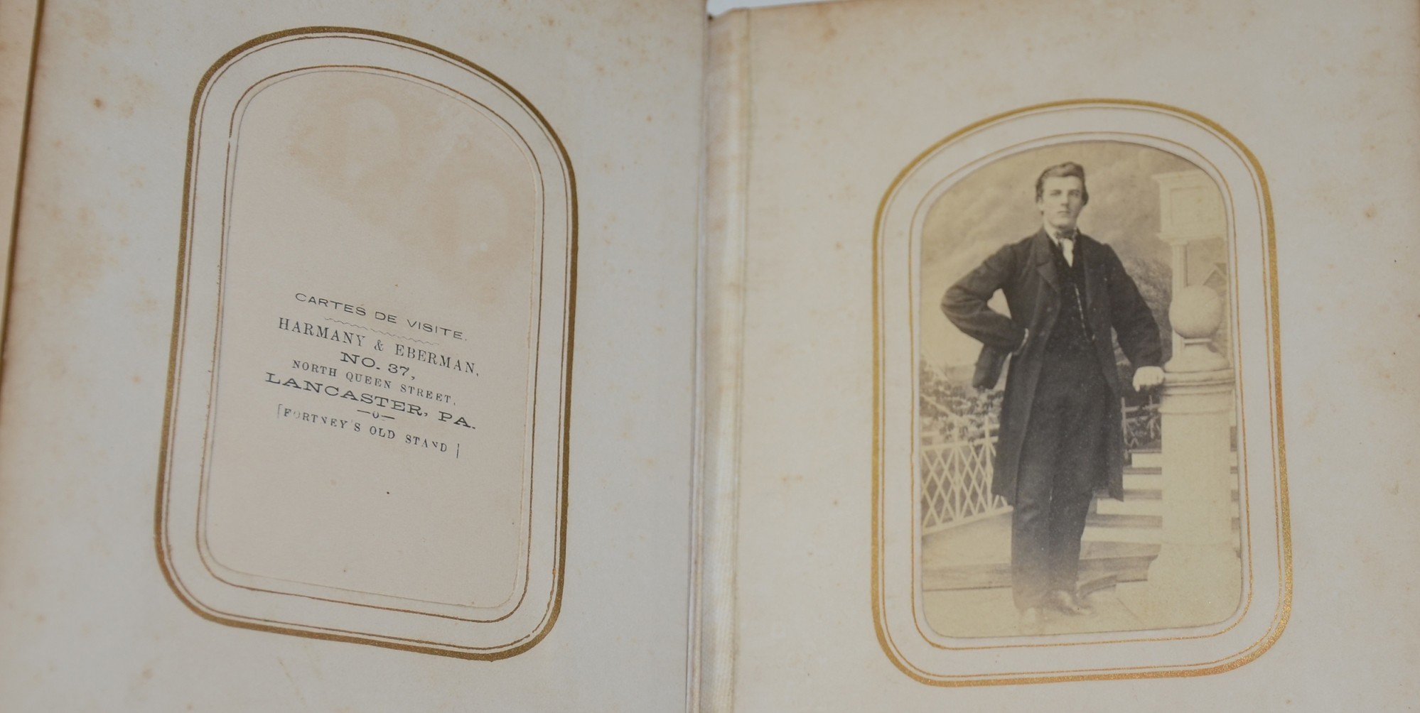 CDV ALBUM OF CIVILIAN IMAGES FROM LANCASTER, PENNSYLVANIA — Horse Soldier