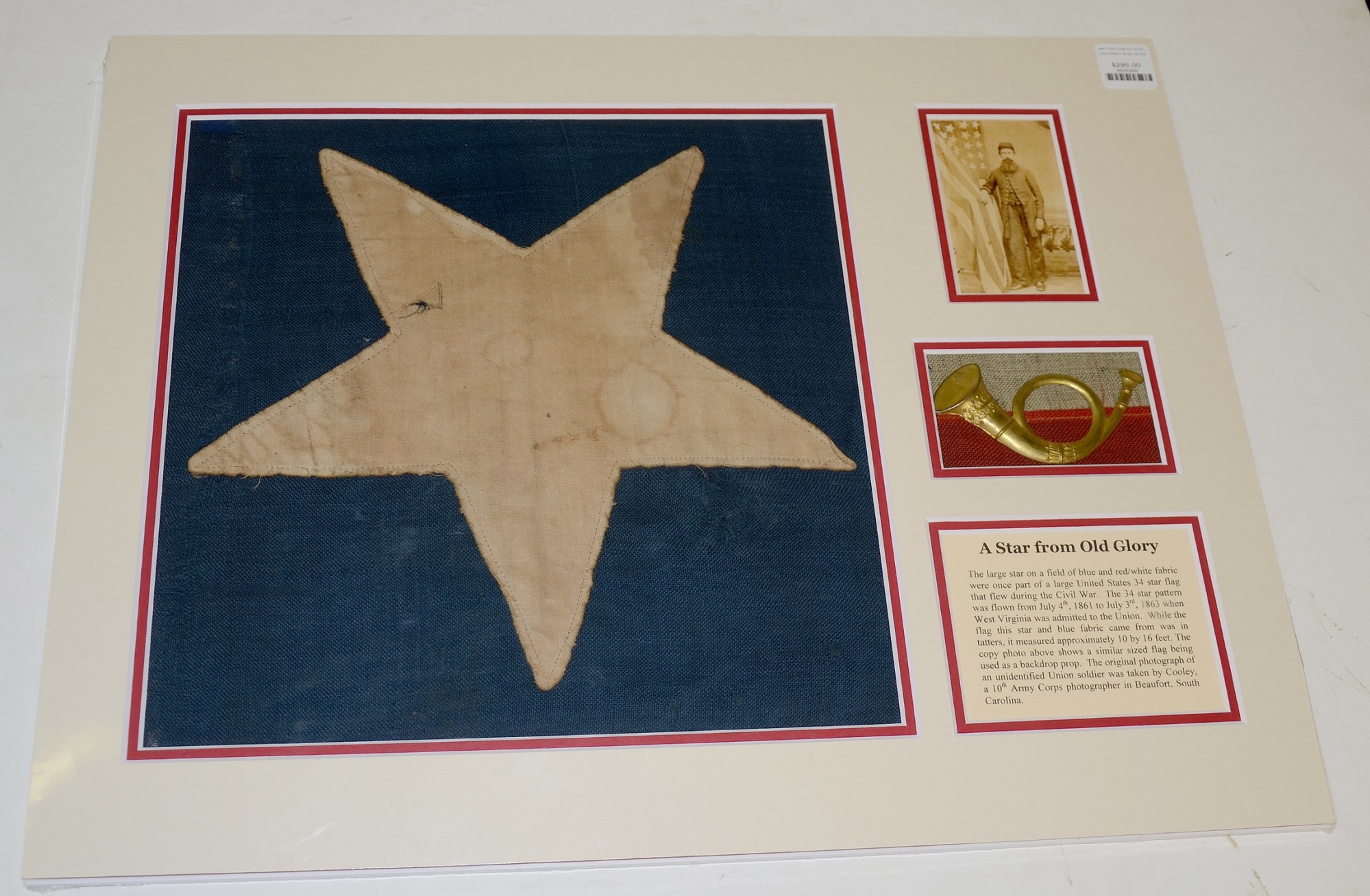 A STAR FROM A CIVIL WAR PERIOD 34 STAR US FLAG, WITH US INFANTRY ...