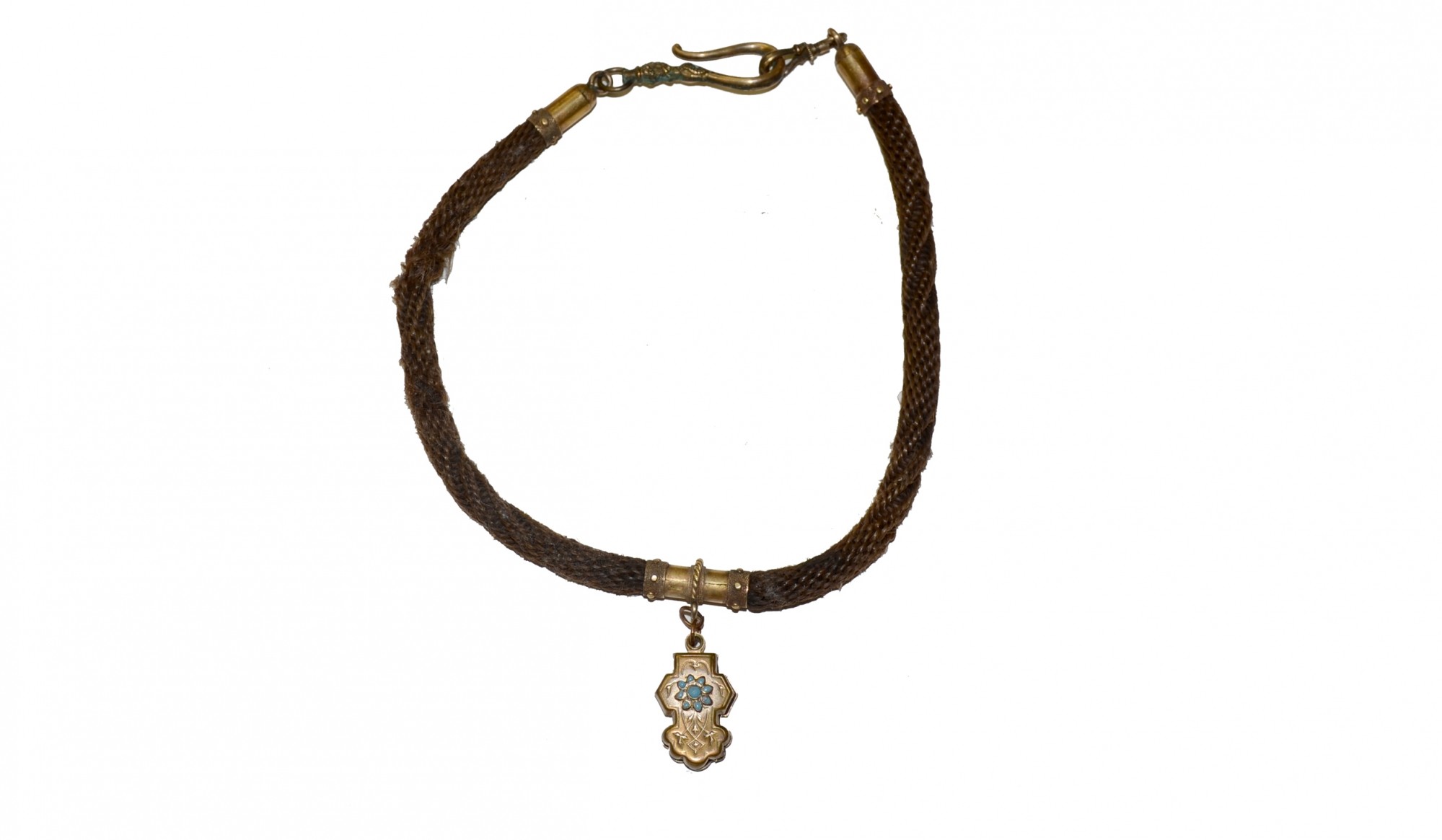 VICTORIAN WATCH FOB WITH HAIR CHAIN & CHARM — Horse Soldier