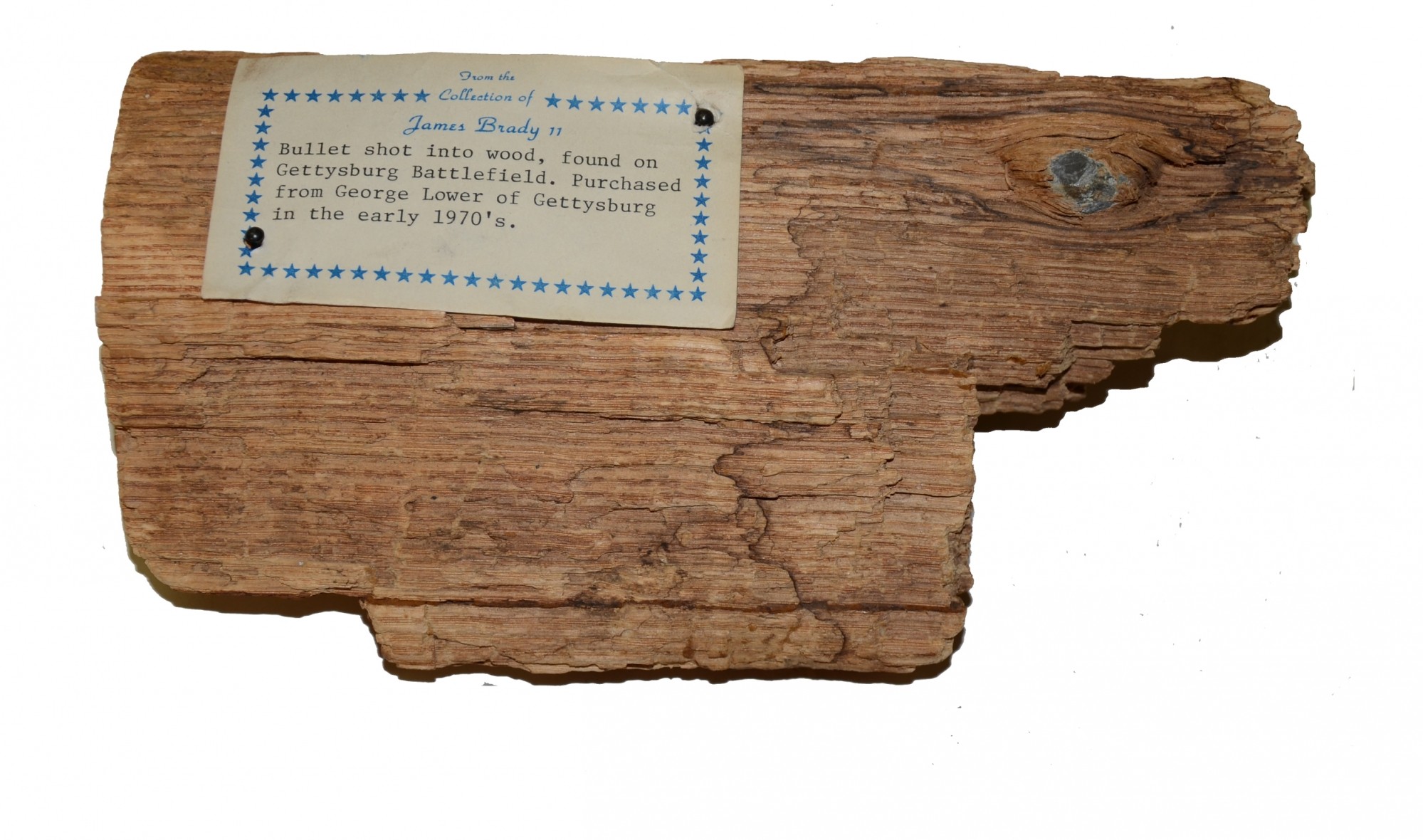 BULLET IN WOOD FROM GETTYSBURG — Horse Soldier