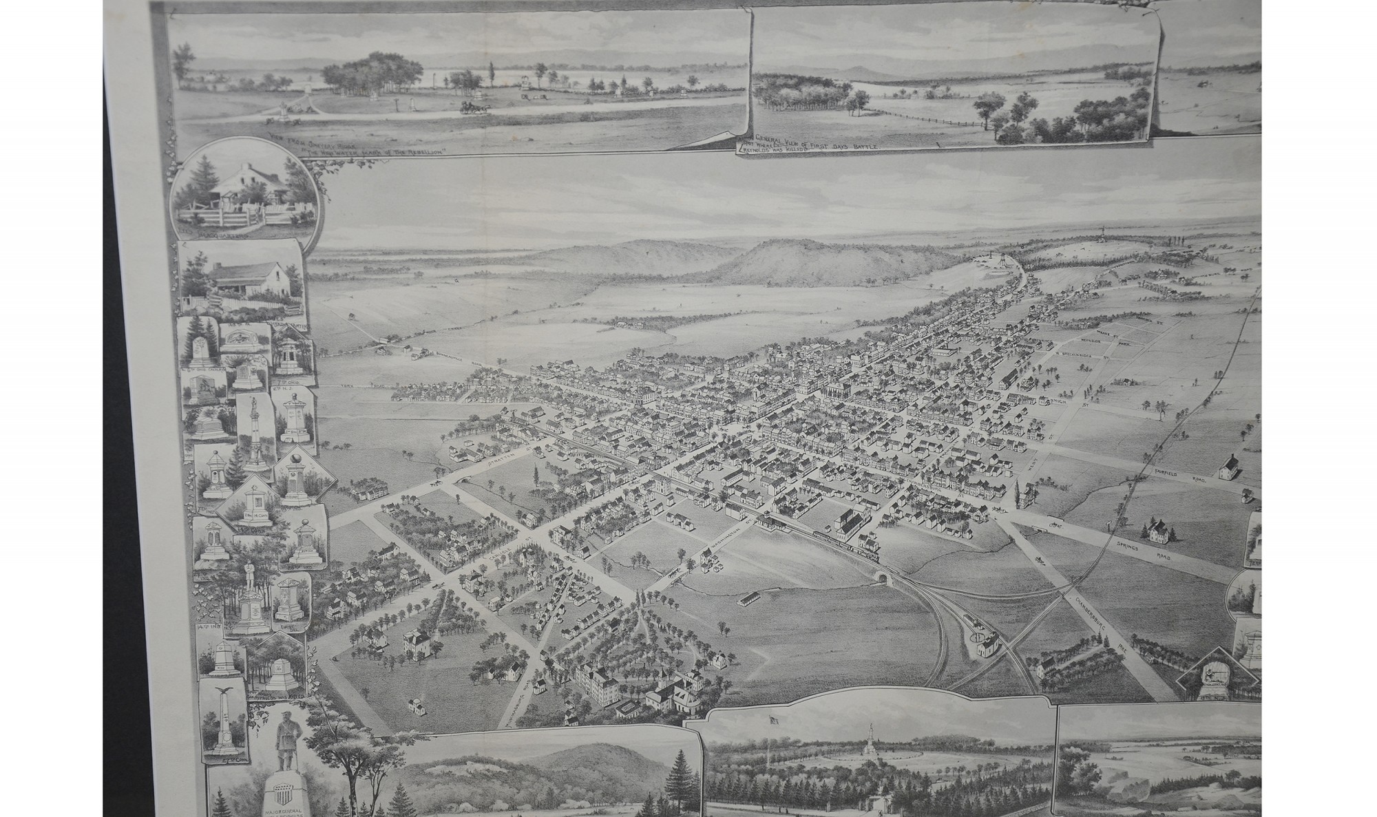 ORIGINAL HISTORIC “BIRD’S EYE VIEW” MAP OF GETTYSBURG IN 1888! — Horse ...