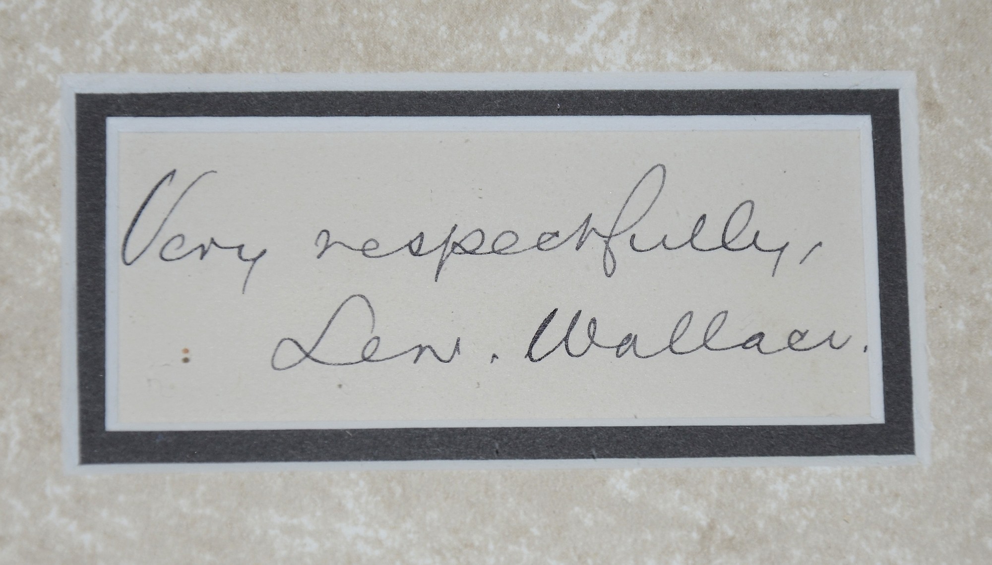 FRAMED SIGNATURE - GEN. LEW WALLACE — Horse Soldier