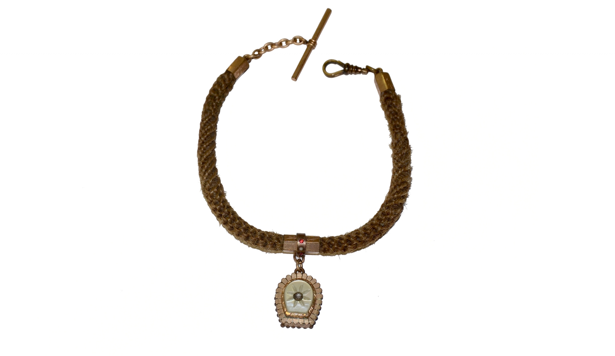 VICTORIAN WATCH FOB WITH HAIR CHAIN AND CHARM — Horse Soldier