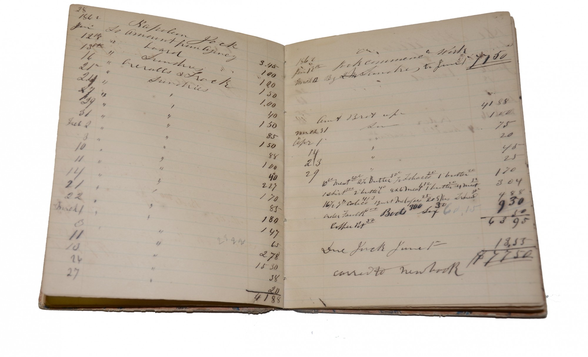 LEDGER FROM FORT RANDALL INCLUDING 7TH IOWA CAVALRY, 1861-1863 — Horse ...