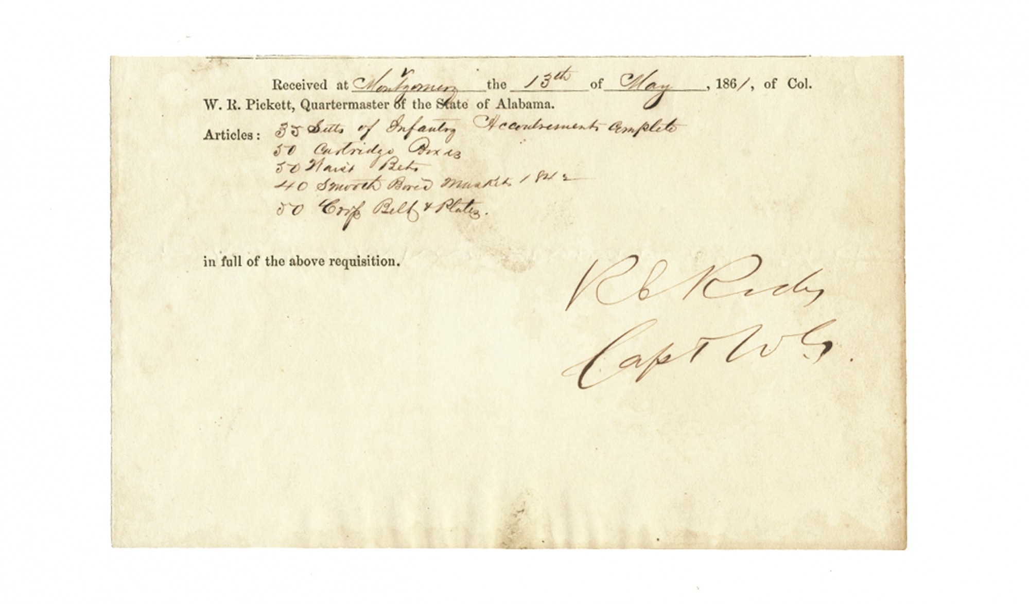 1861 DS CS MAJ. GEN. ROBERT E. RODES — Horse Soldier