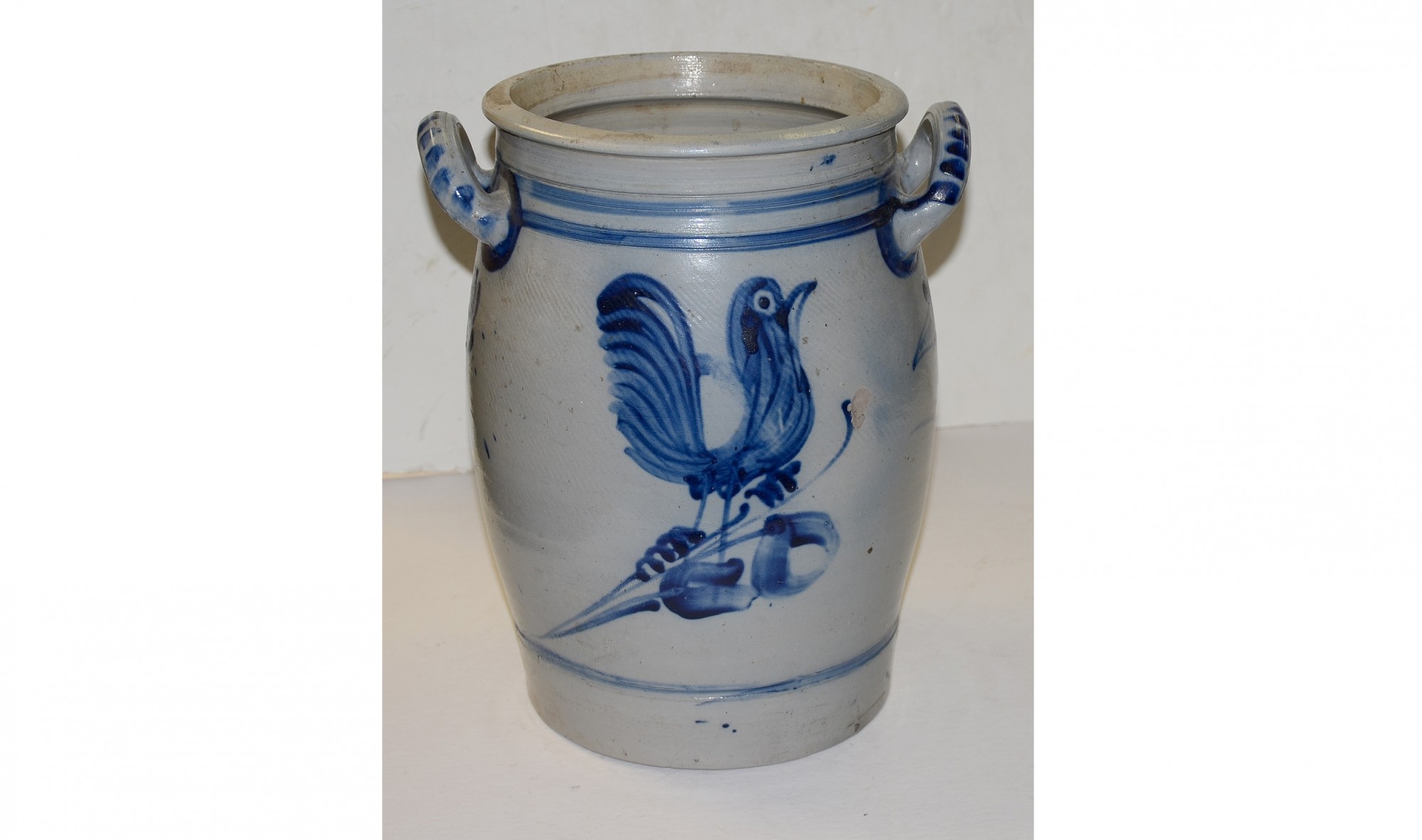 VERY LARGE WESTERWALD CROCK, CIRCA 1840 — Horse Soldier