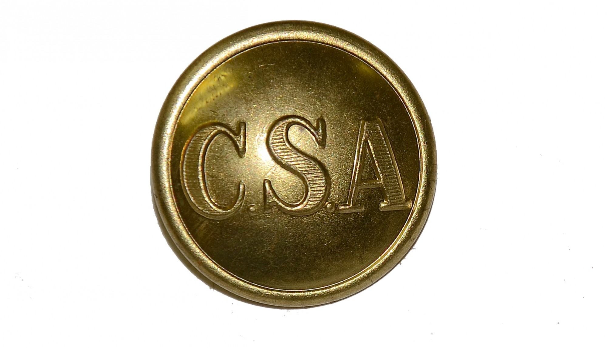 EXCELLENT CONFEDERATE “CSA” GENERAL SERVICE BUTTON — Horse Soldier