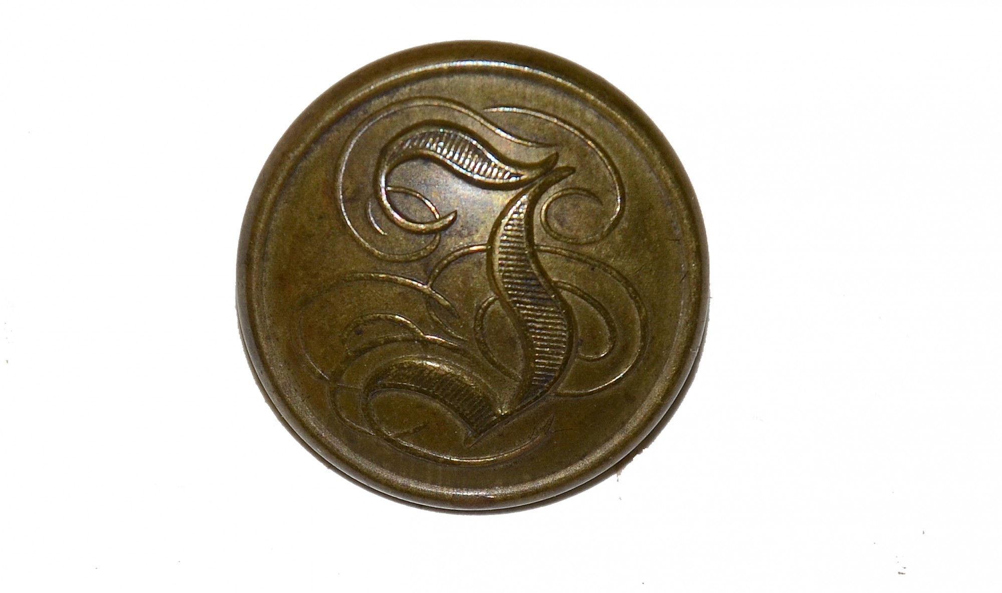 CONFEDERATE MANUSCRIPT “I” COAT BUTTON — Horse Soldier