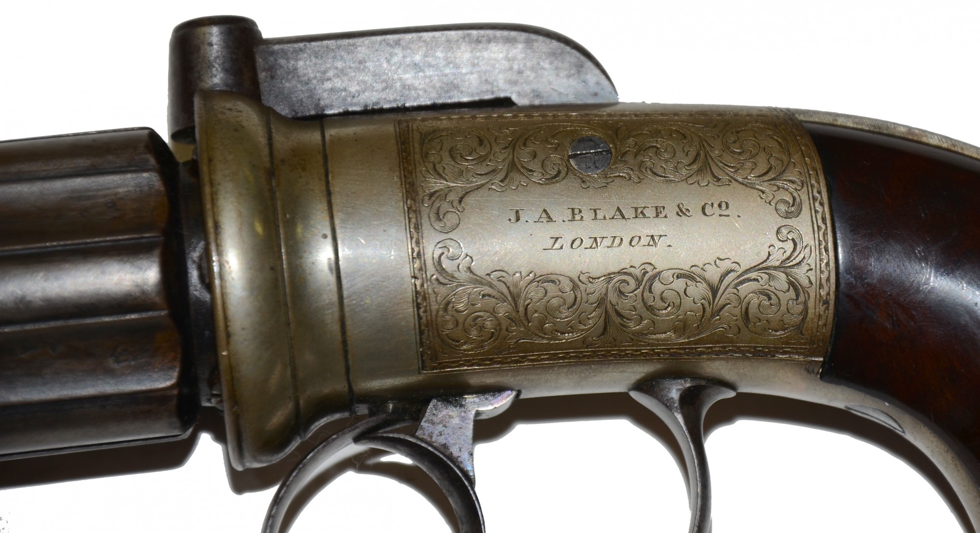 CASED SET WITH ENGLISH DOUBLE-ACTION BAR HAMMER PEPPERBOX REVOLVER ...