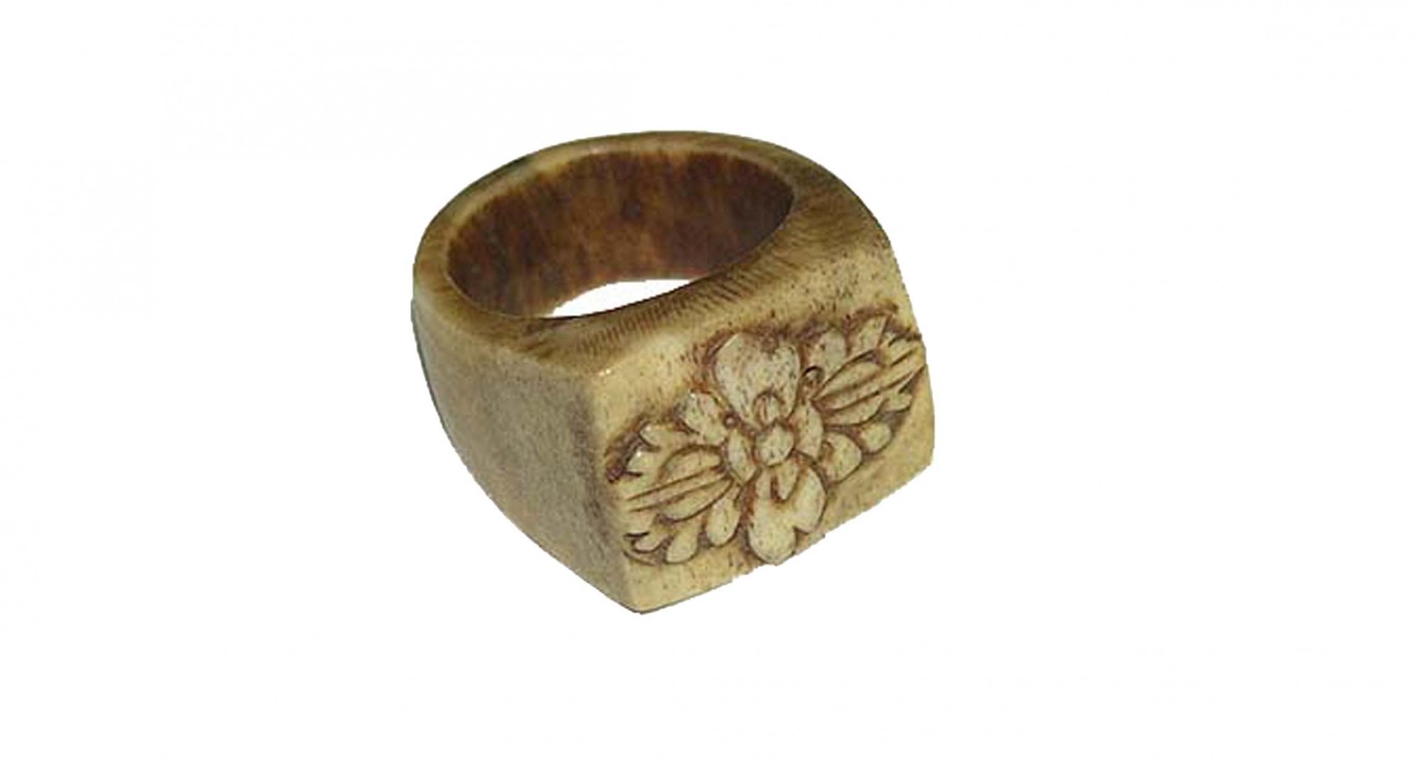 CARVED BONE RING WITH FLORAL DESIGN — Horse Soldier