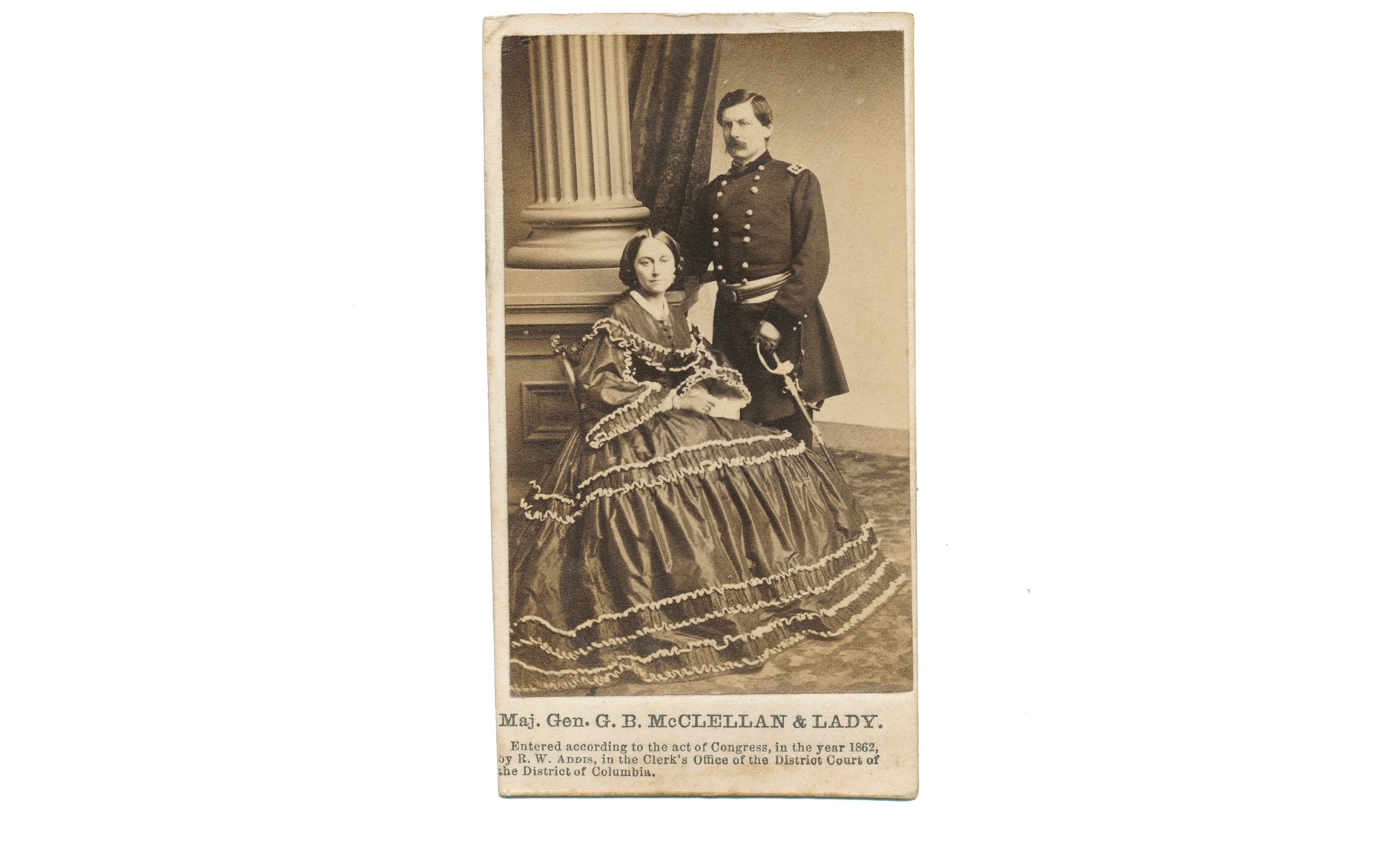 CDV OF MAJOR GENERAL GEORGE B. MCCLELLAN & WIFE — Horse Soldier