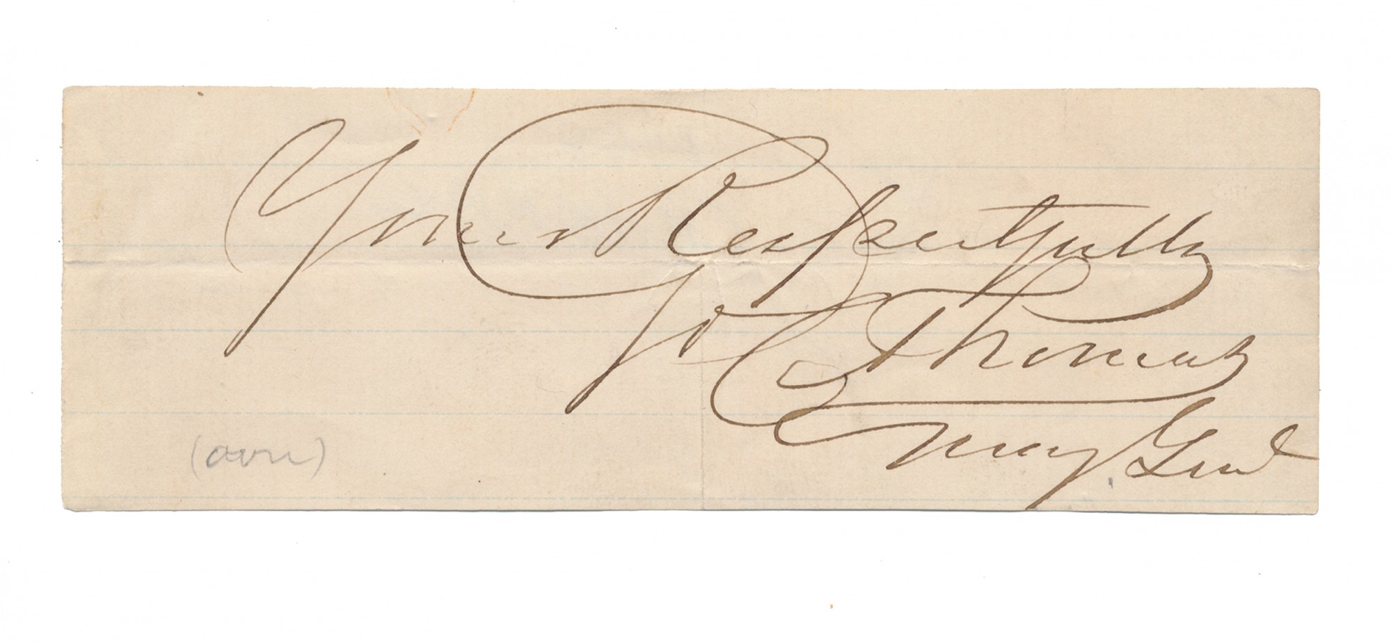AUTOGRAPH OF GENERAL GEORGE H. THOMAS — Horse Soldier
