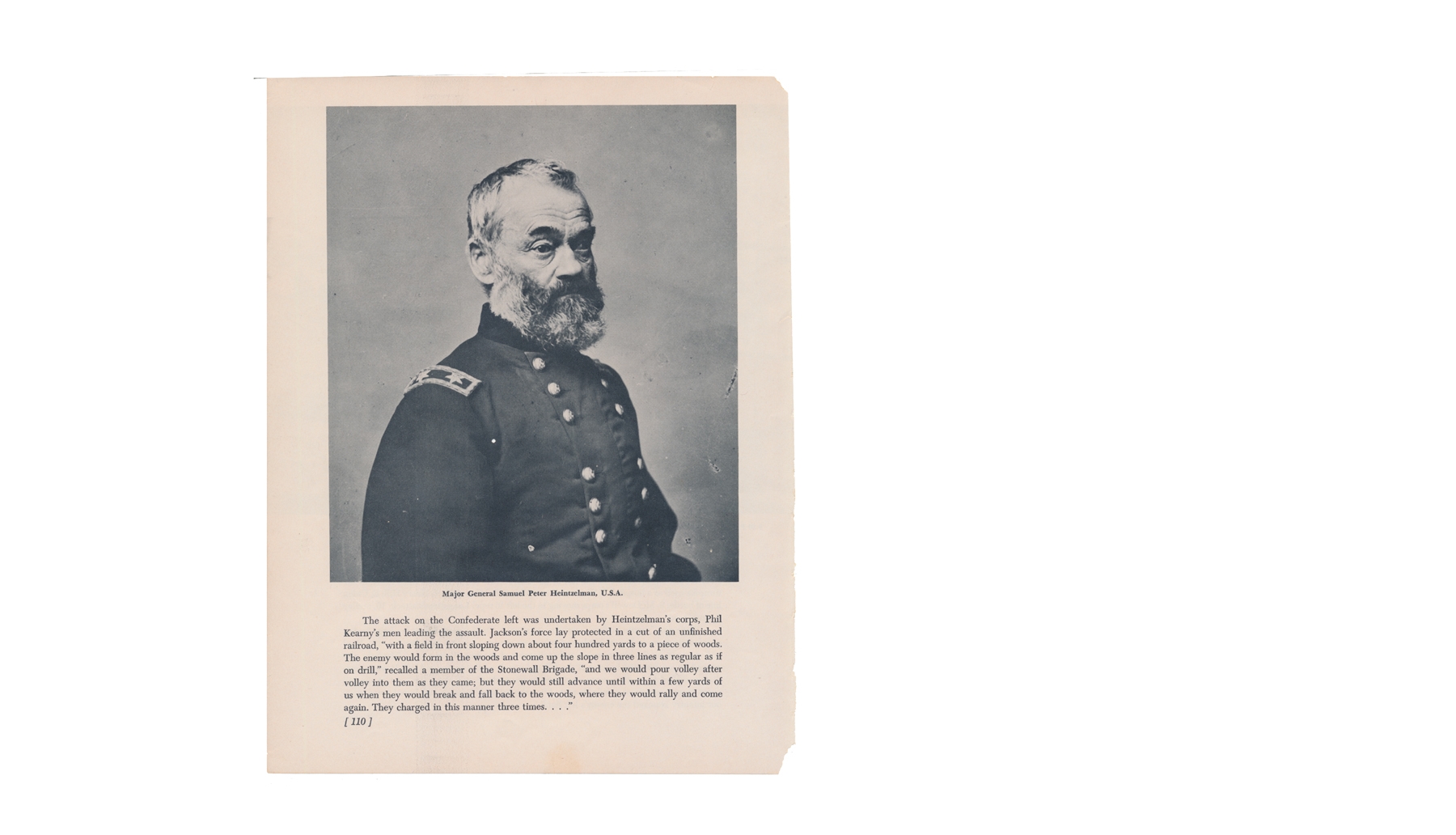 AUTOGRAPH OF MAJOR GENERAL SAMUEL PETER HEINTZELMAN — Horse Soldier