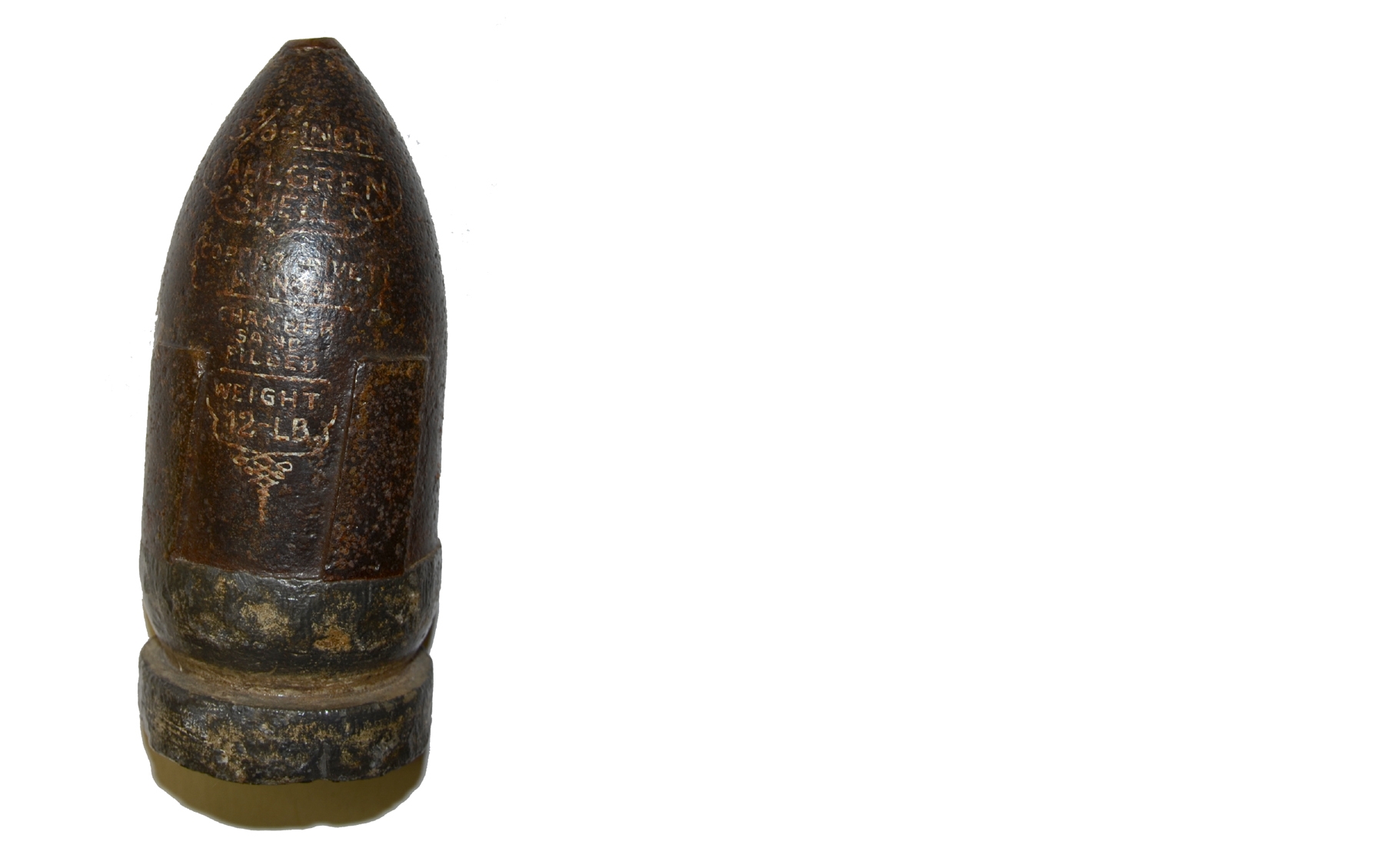 U.S. 3.4” DAHLGREN “BLIND” SHELL WITH MAC MASON MARKING — Horse Soldier