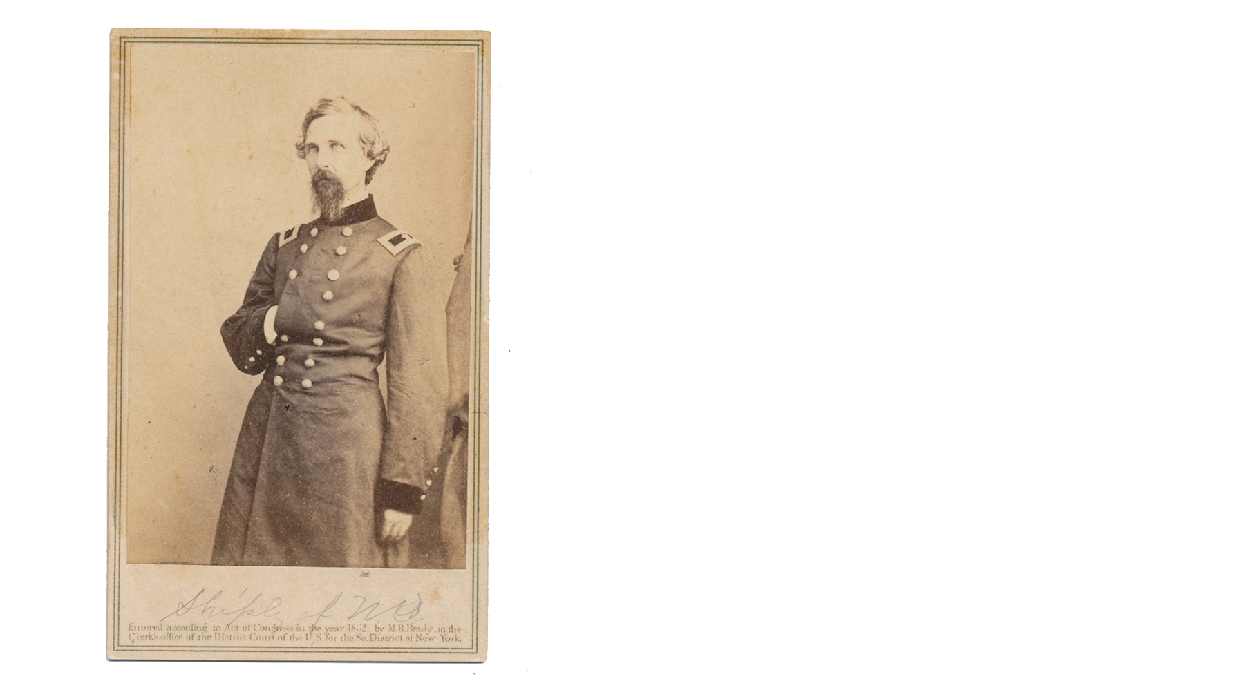 THREE-QUARTER STANDING CDV OF GENERAL GEORGE F. SHEPLEY — Horse Soldier