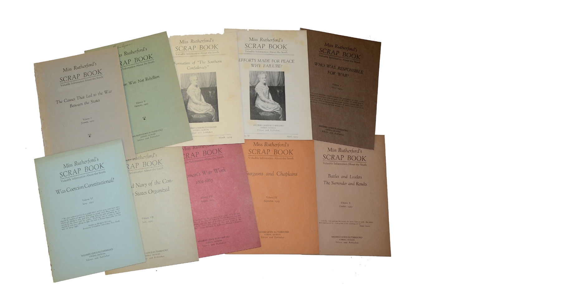 MILDRED LEWIS RUTHERFORD’S SCRAP BOOK – VOLS 1-10, 1923 — Horse Soldier