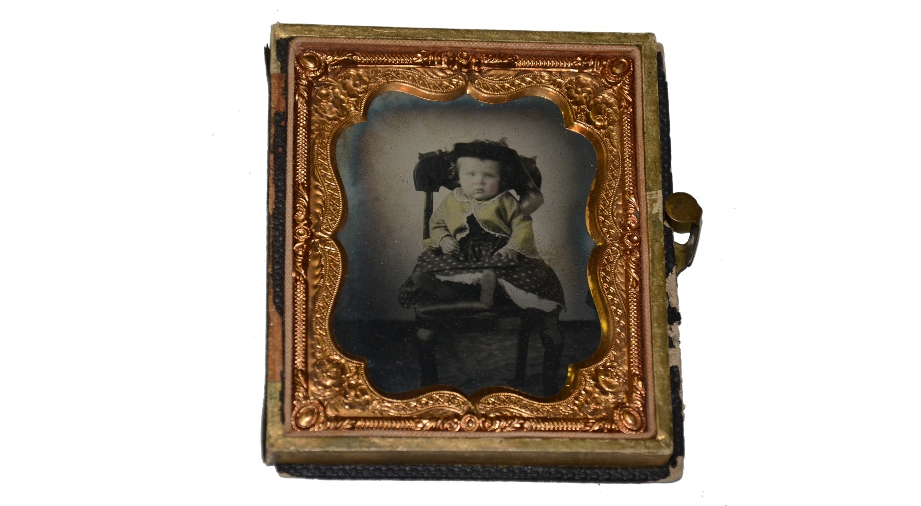 SIXTH PLATE AMBROTYPE OF CHILD IN CHAIR — Horse Soldier