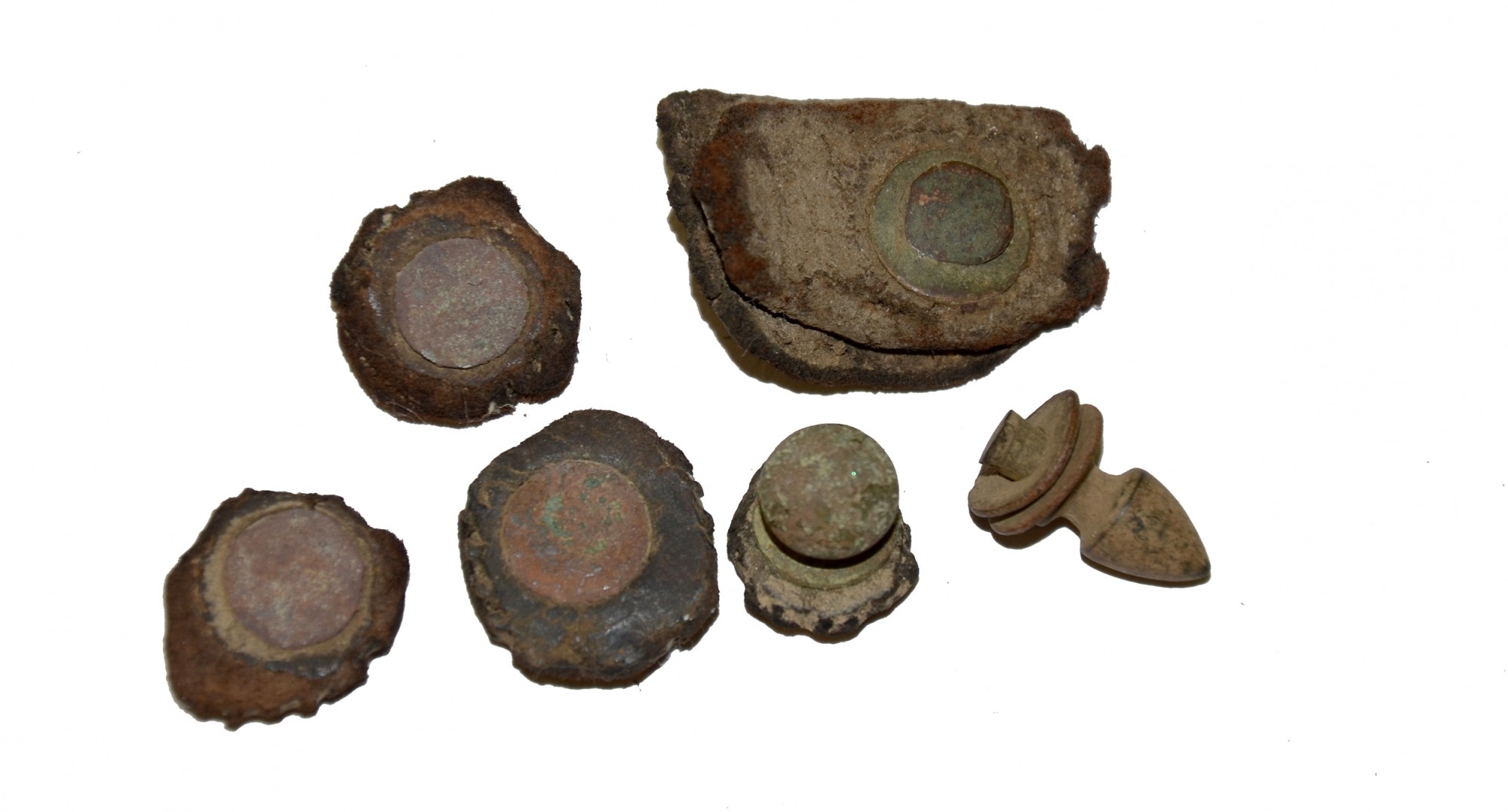 LOT OF BRASS RIVETS & FINIALS RECOVERED FROM GETTYSBURG — Horse Soldier