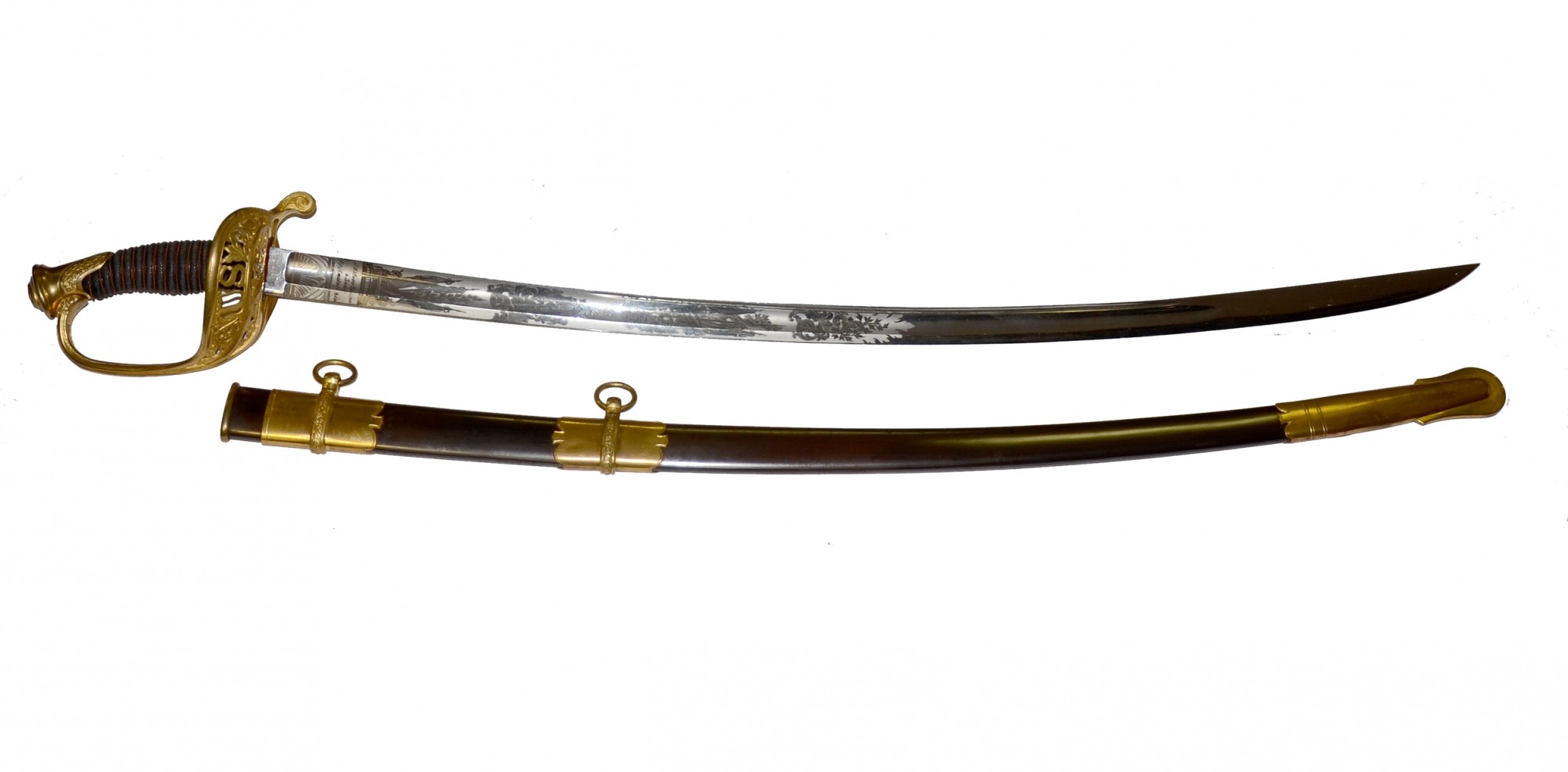 US MODEL 1850 MOUNTED OFFICER’S STAFF & FIELD SWORD BY W.H. HORSTMANN ...