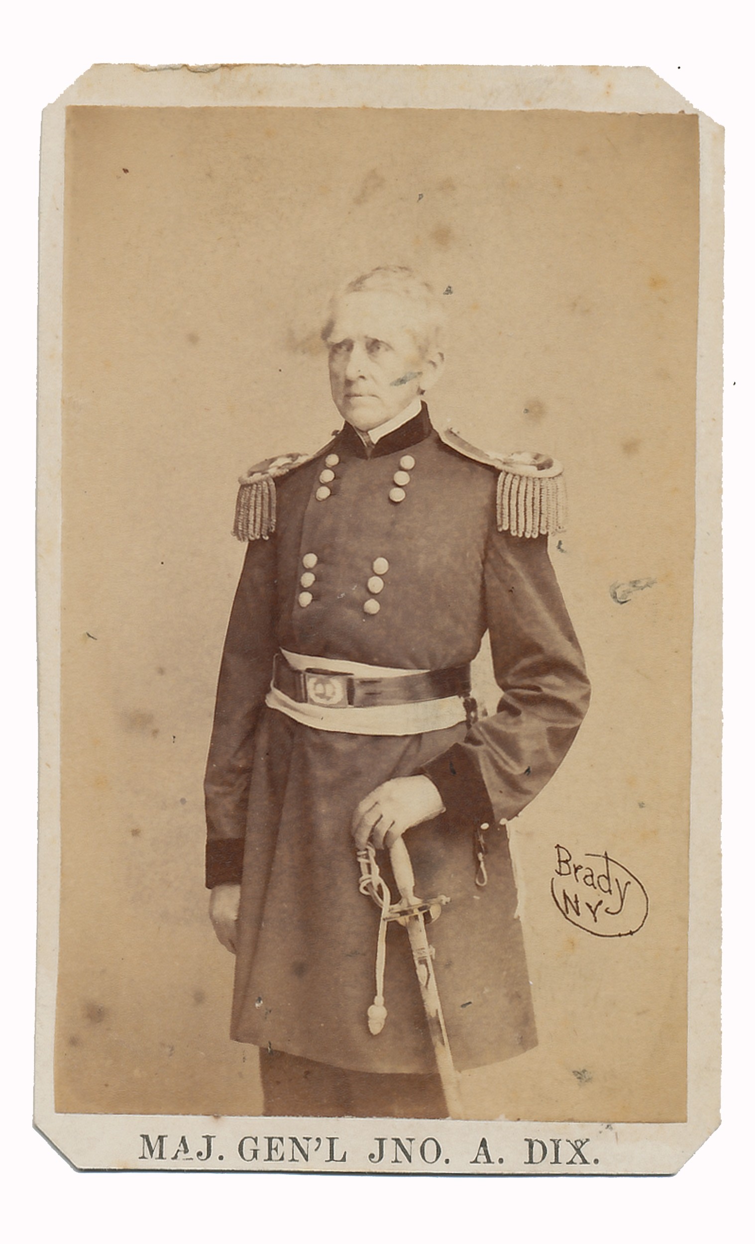 THREE QUARTER STANDING VIEW OF GENERAL JOHN A. DIX BY BRADY — Horse Soldier