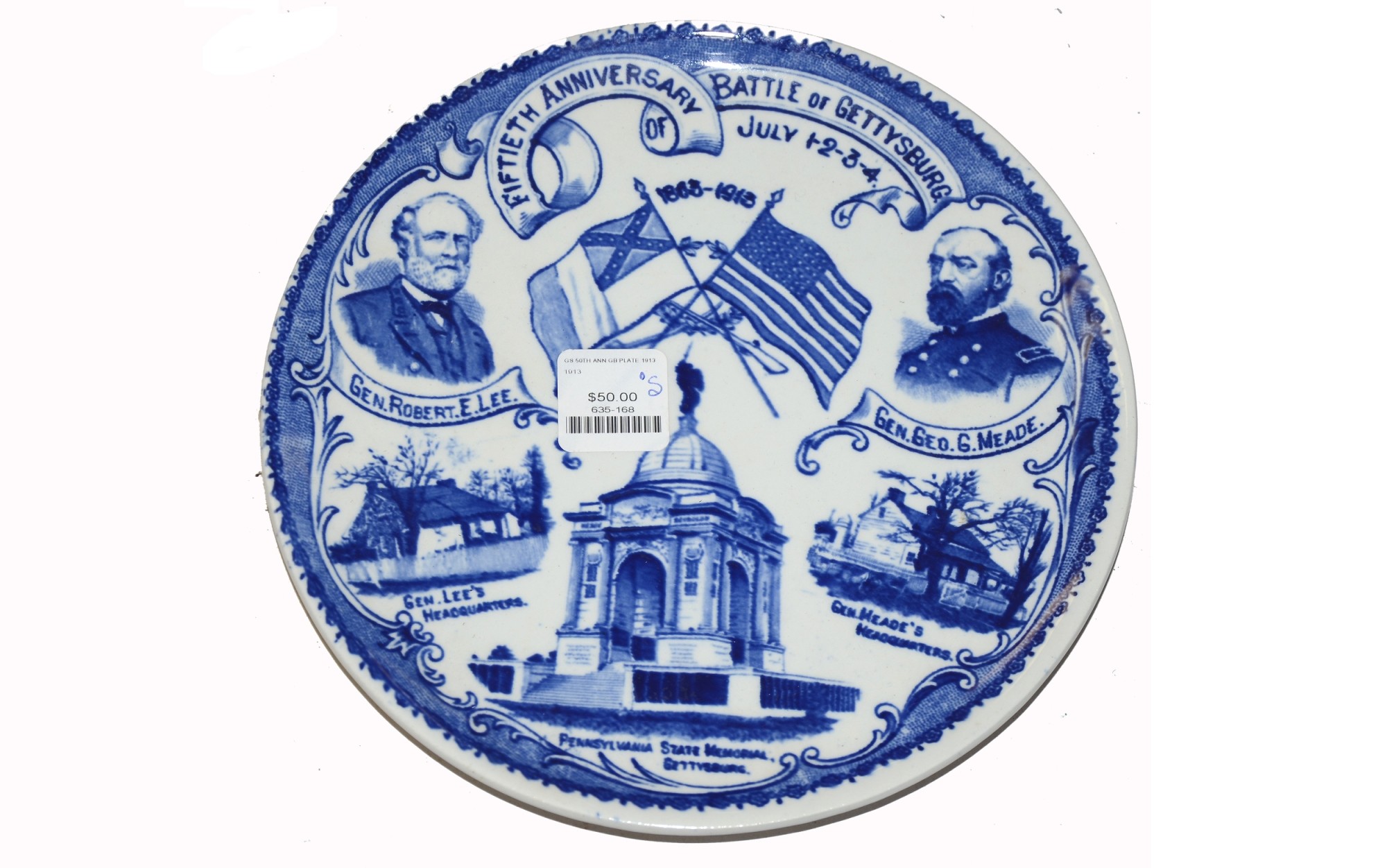 GETTYSBURG 50th ANNIVERSARY SOUVENIR PLATE — Horse Soldier
