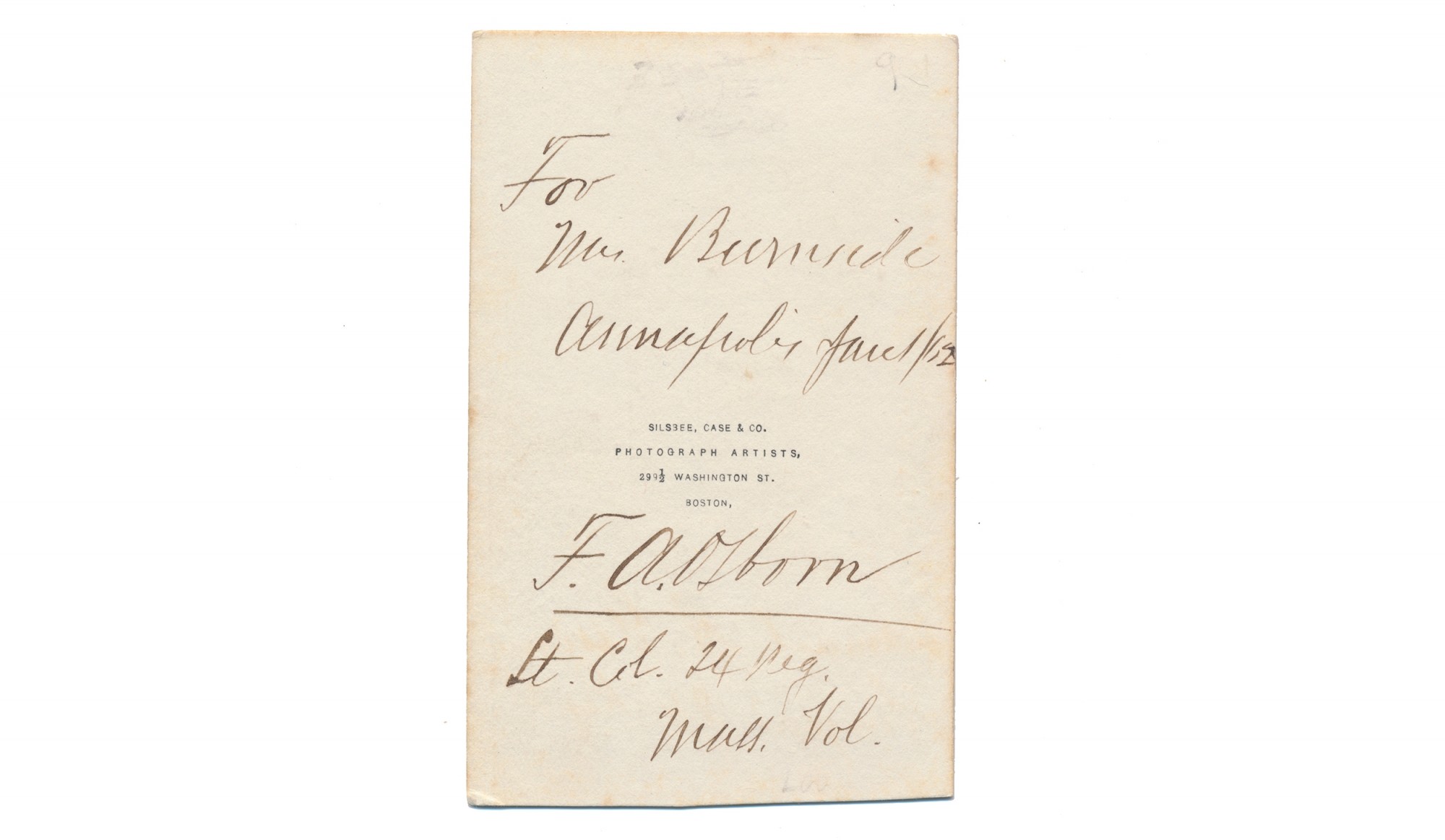 FULL STANDING VIEW OF LIEUTENANT COLONEL FRANCIS AUGUSTUS OSBORN, 24TH ...