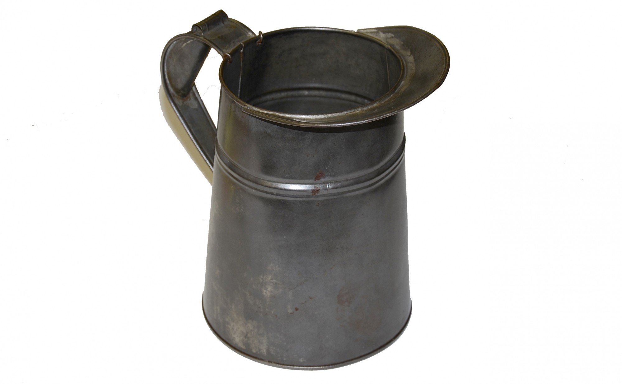 LARGE TIN COFFEE POT / PITCHER — Horse Soldier