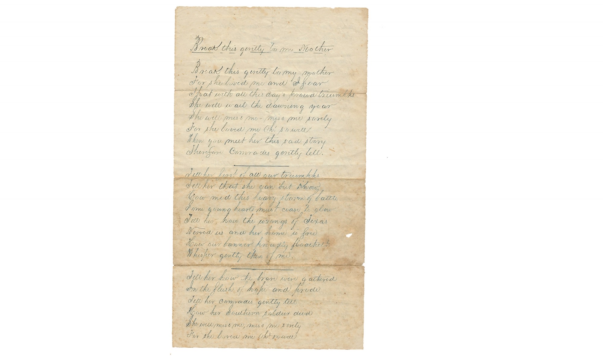 CONFEDERATE SOLDIER POEM - “BREAK THIS GENTLY TO MY MOTHER” — Horse Soldier