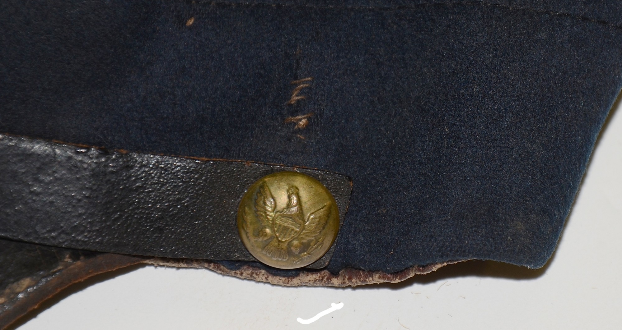 MODEL 1858 FORAGE CAP WITH REPLACED LINING & L. J. & I. MAKER'S LABEL ...