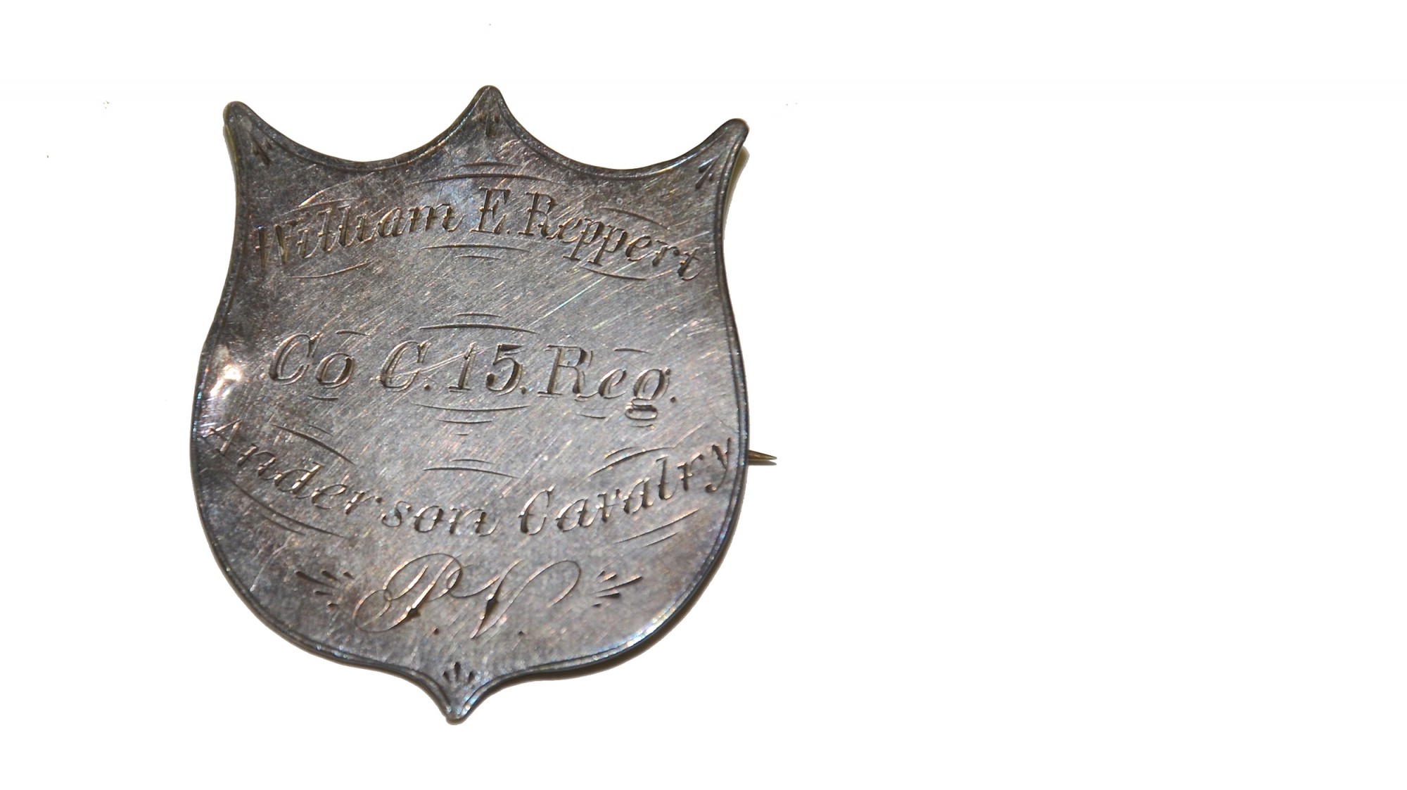 SILVER IDENTIFICATION SHIELD ENGRAVED “WILLIAM E. REPPERT / CO C / 15 ...