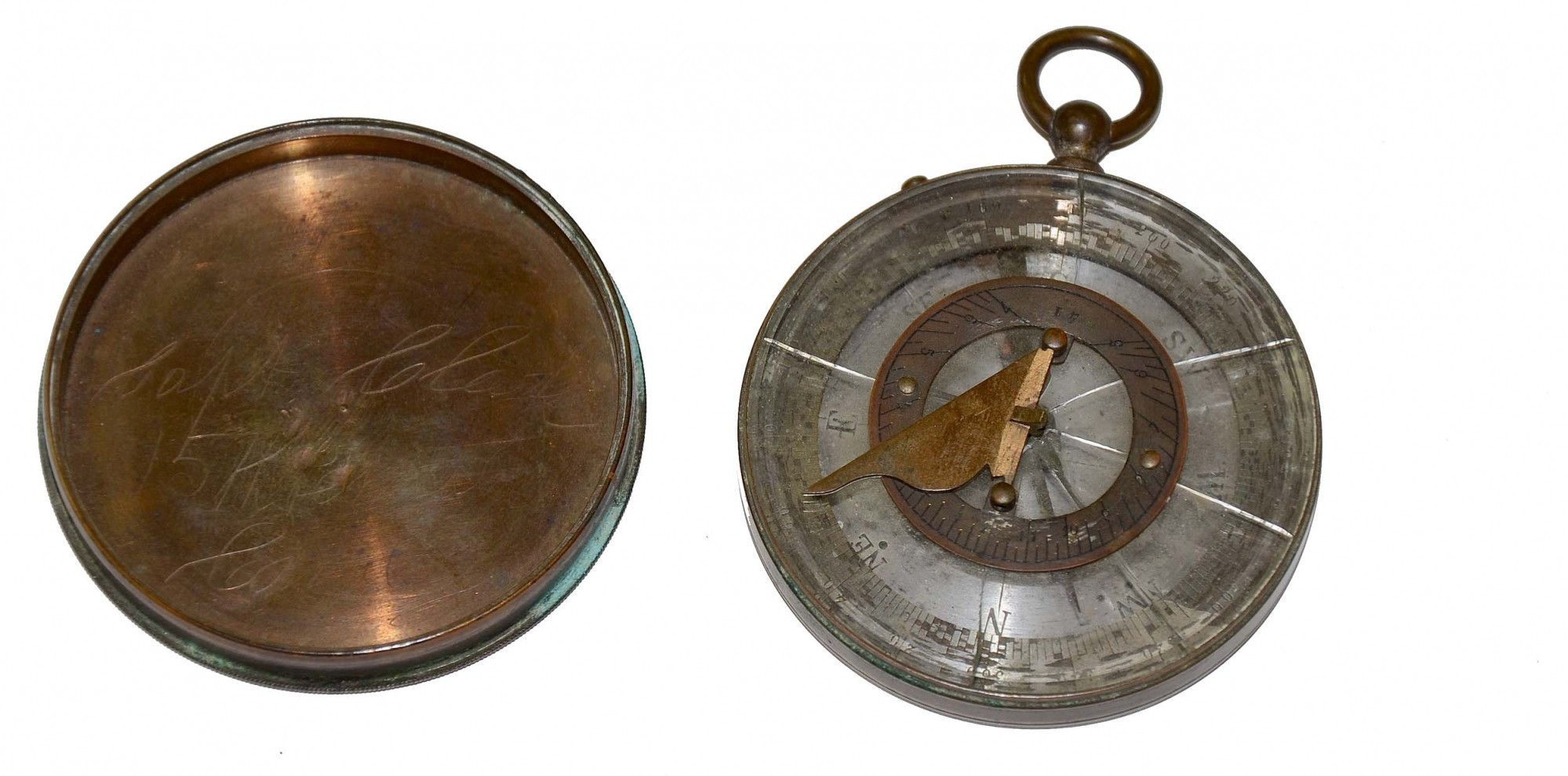 CIVIL WAR COMPASS IDENTIFIED TO CAPTAIN GEORGE S. CLARK, 15TH ...