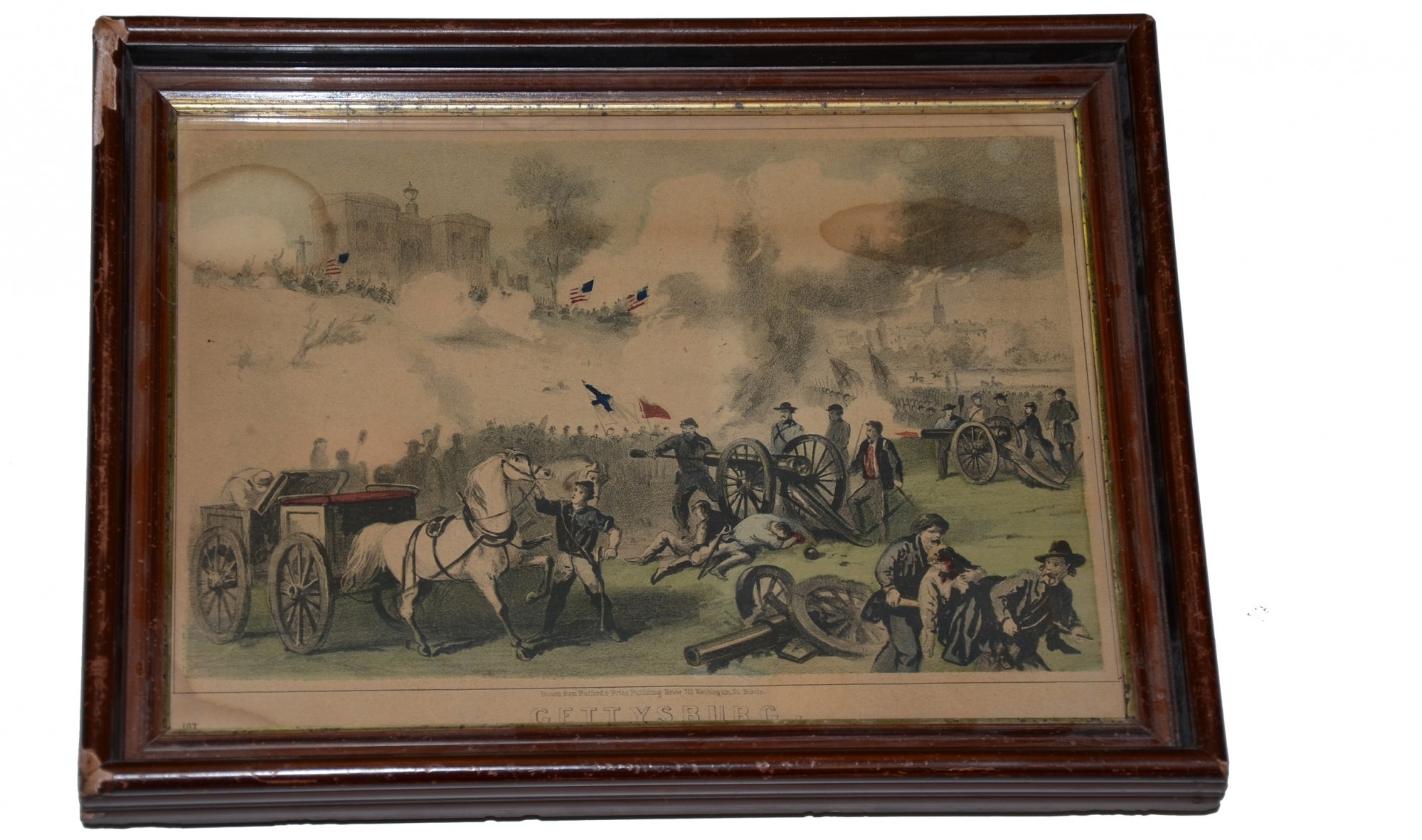 FRAMED VINTAGE GETTYSBURG PRINT — Horse Soldier