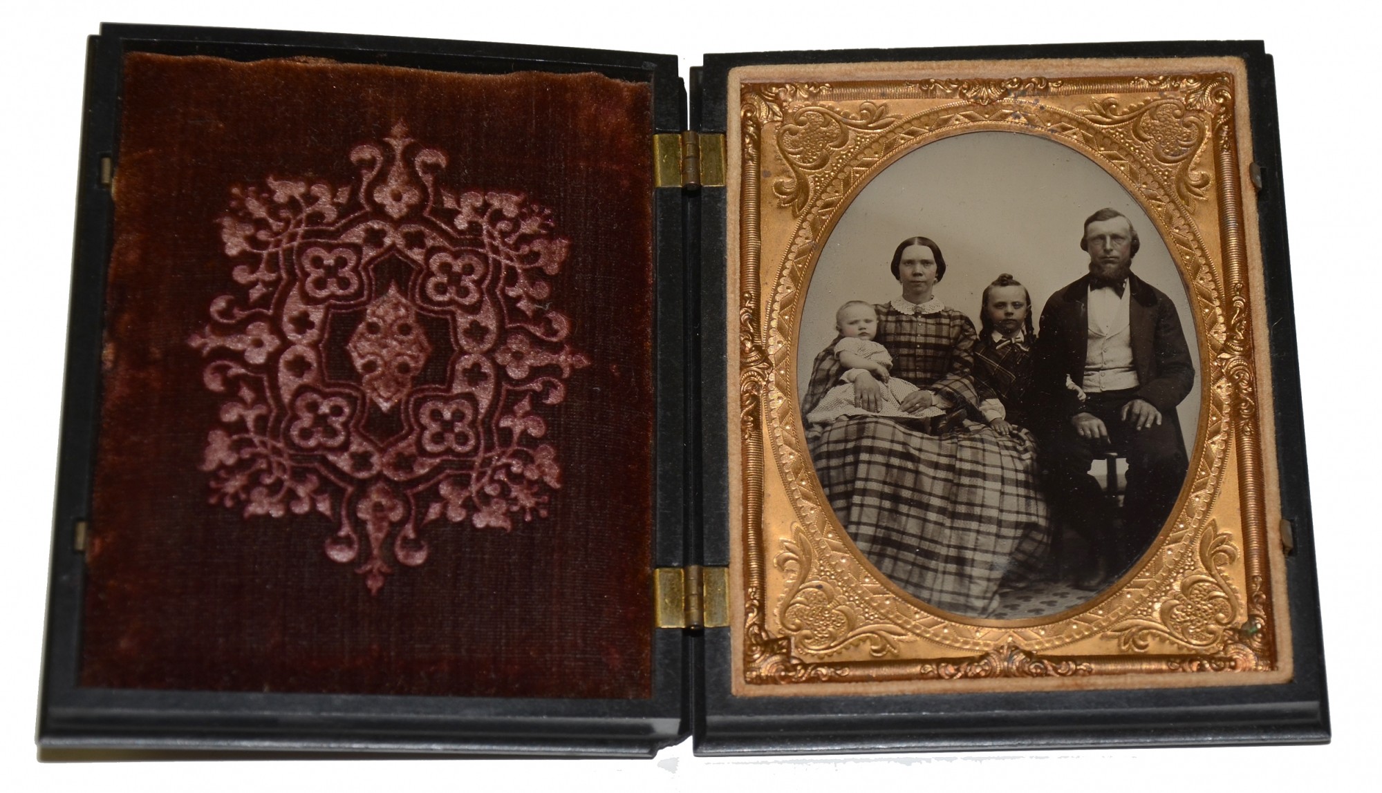 QUARTER PLATE AMBROTYPE OF FAMILY — Horse Soldier