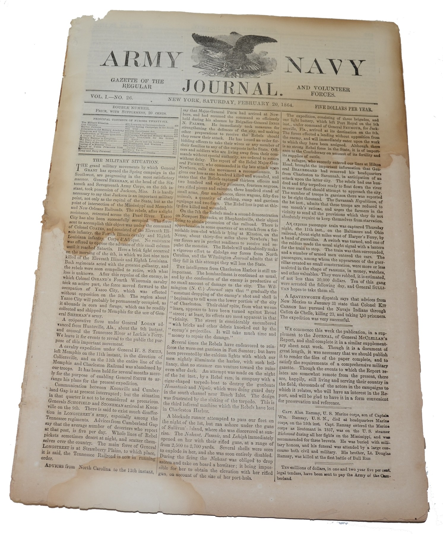 ARMY NAVY JOURNAL FOR FEBRUARY 20, 1864 — Horse Soldier