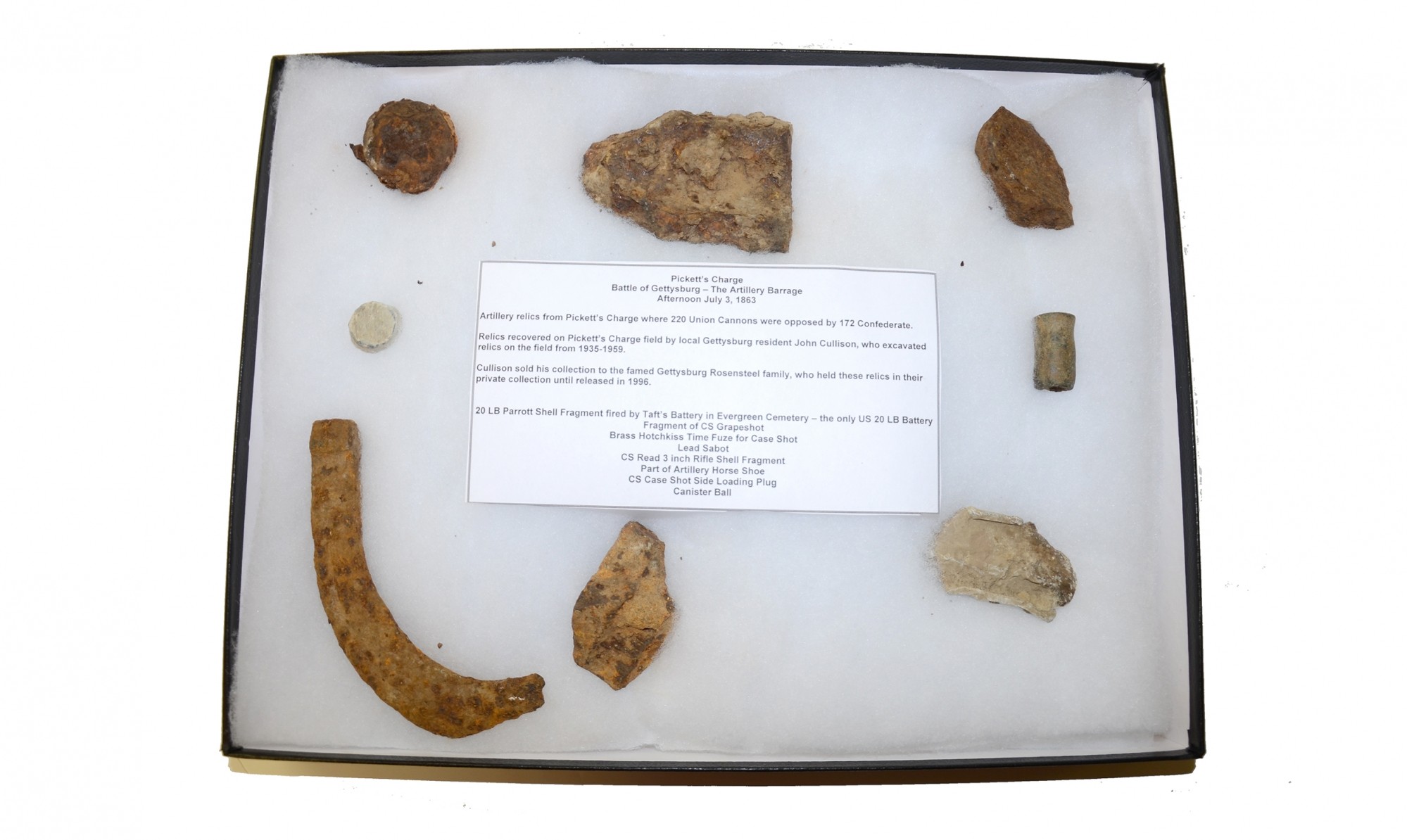 BOX OF GETTYSBURG RELICS — Horse Soldier