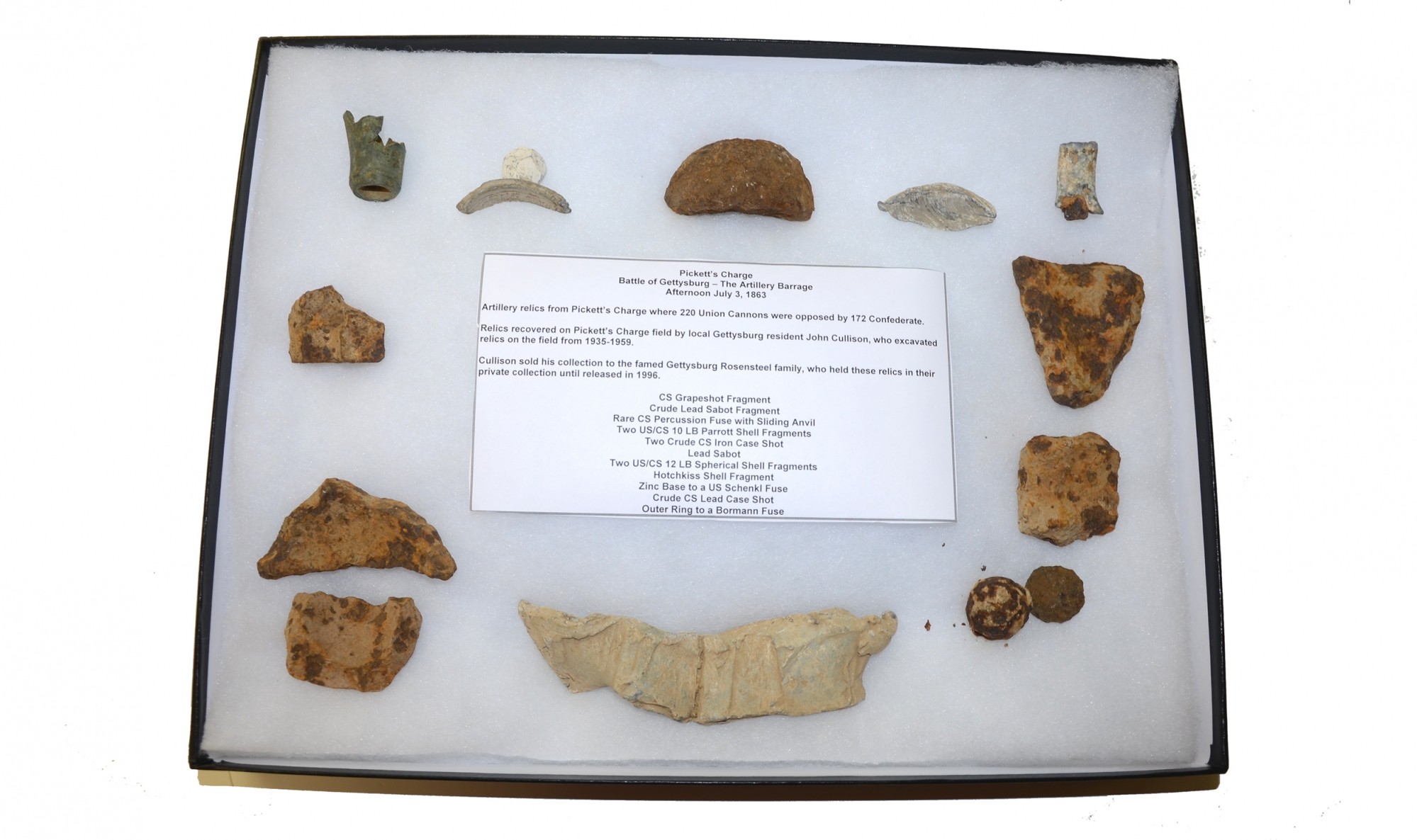 BOX OF GETTYSBURG RELICS — Horse Soldier