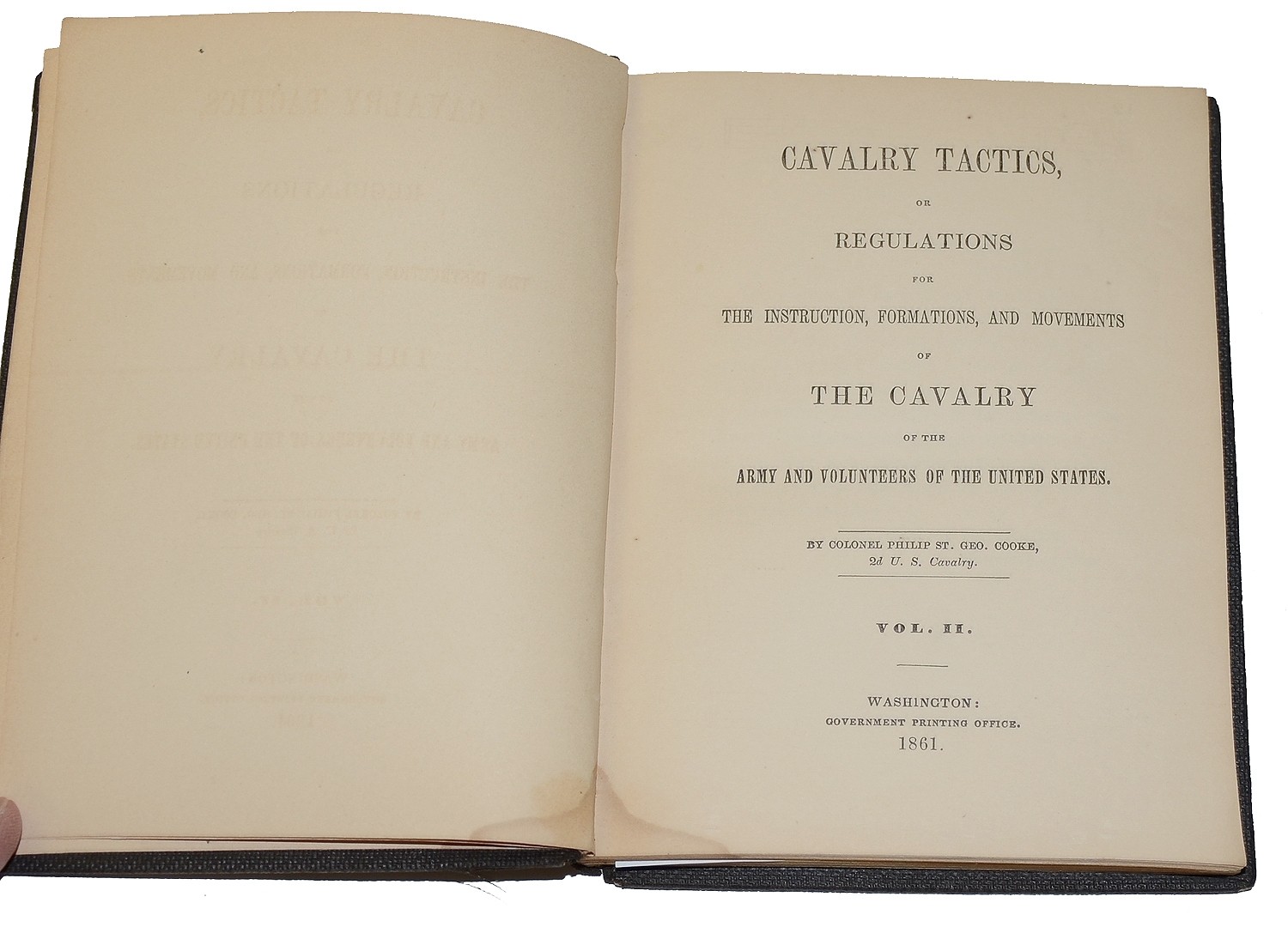US CAVALRY TACTICS MANUAL, VOLUMES 1 & 2, ID’D TO CAPT. JAMES B. CLARK ...