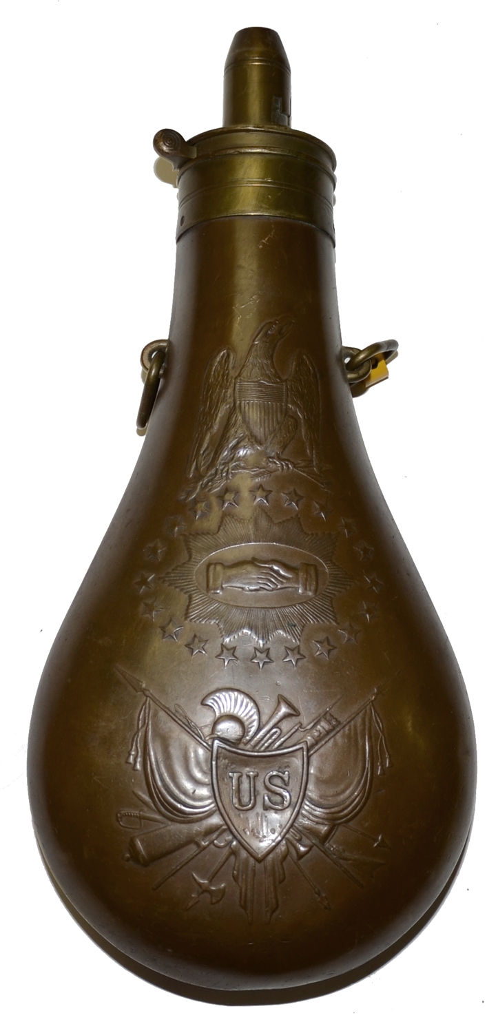 EARLY “BATTY”-MARKED MARTIAL “PEACE” FLASK — Horse Soldier